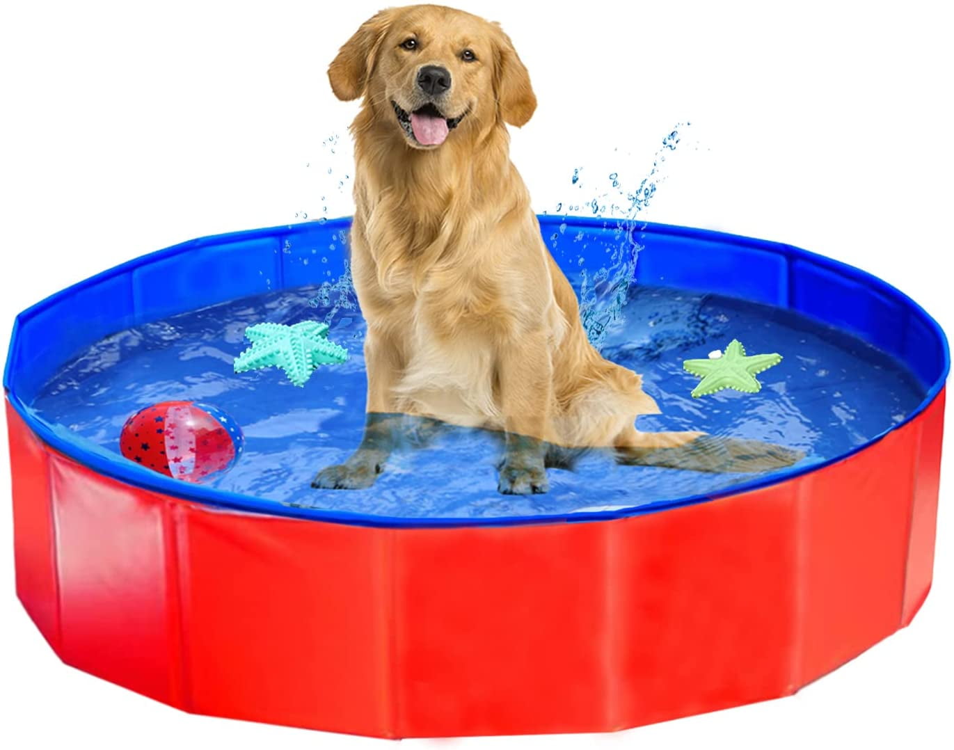 Foldable Pet Dog Kids Swimming Pool(32'' x 8''),Plastic Anti-Slip PVC ...