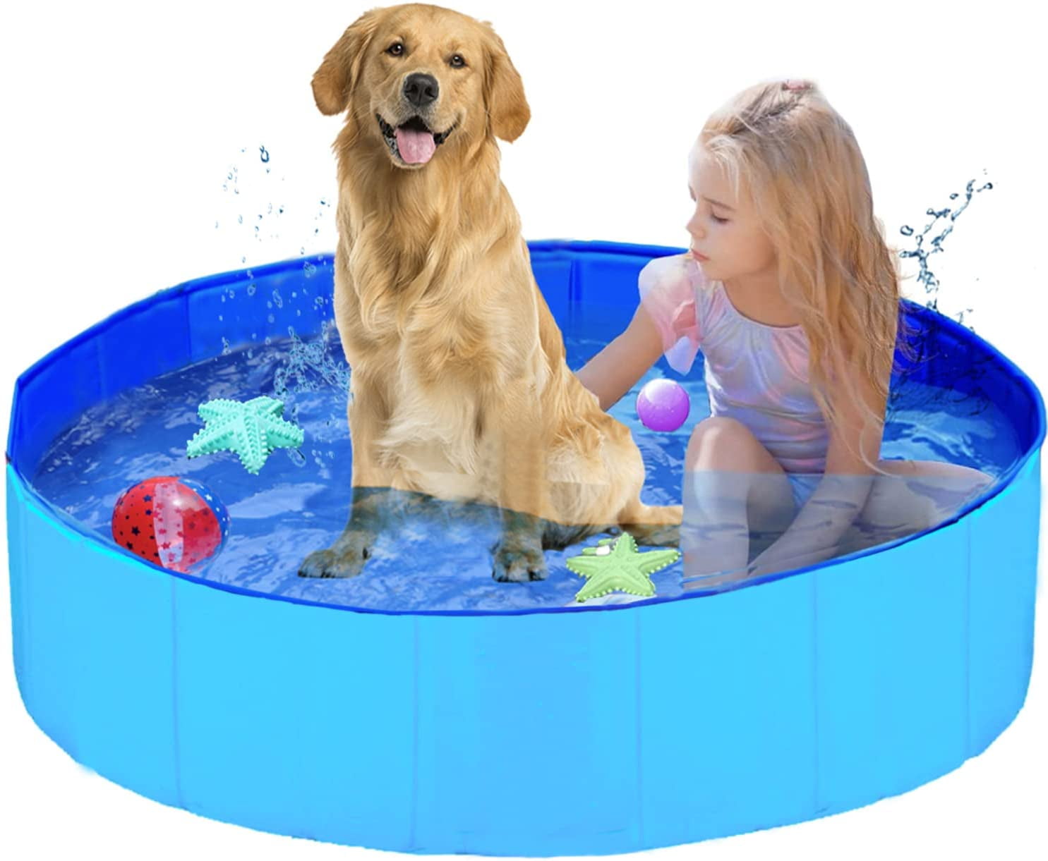 Foldable Pet Dog Kids Swimming Pool(40'' x 12''),Plastic Anti-Slip PVC ...