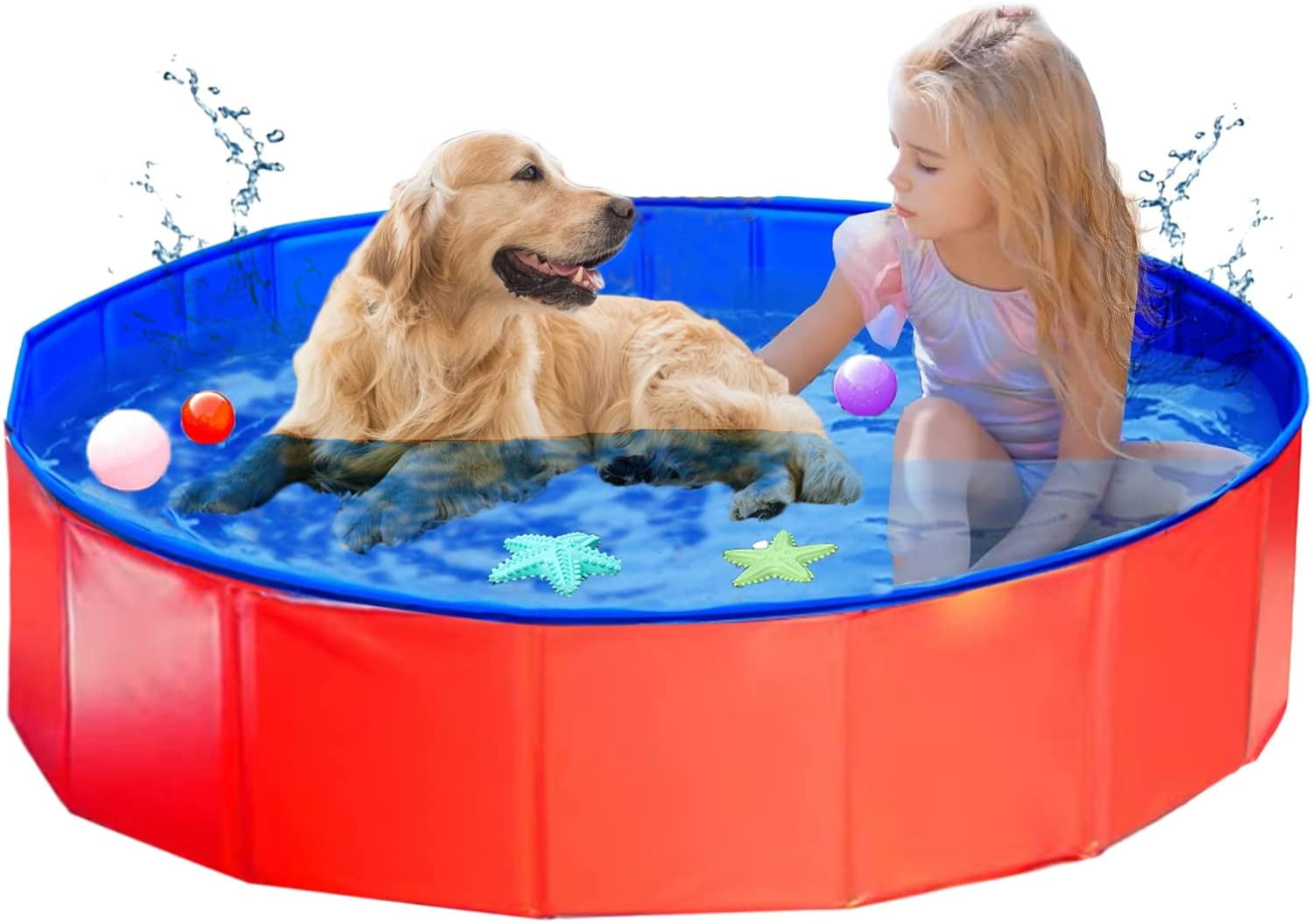 Foldable Pet Dog Kids Swimming Pool(40'' x 12''),Plastic Anti-Slip PVC ...