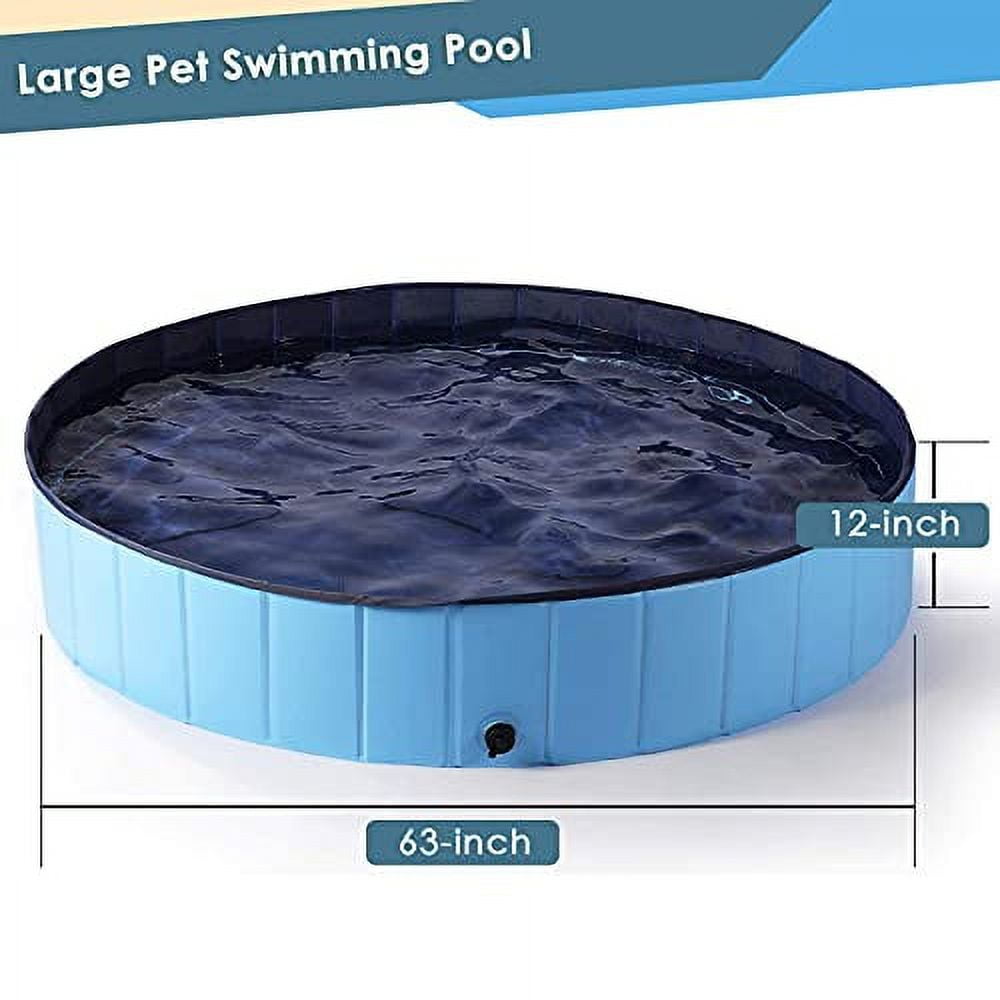 Foldable Pet Dog Pool, 63-inch Portable Kiddie Pool, Hard PVC Bathing ...
