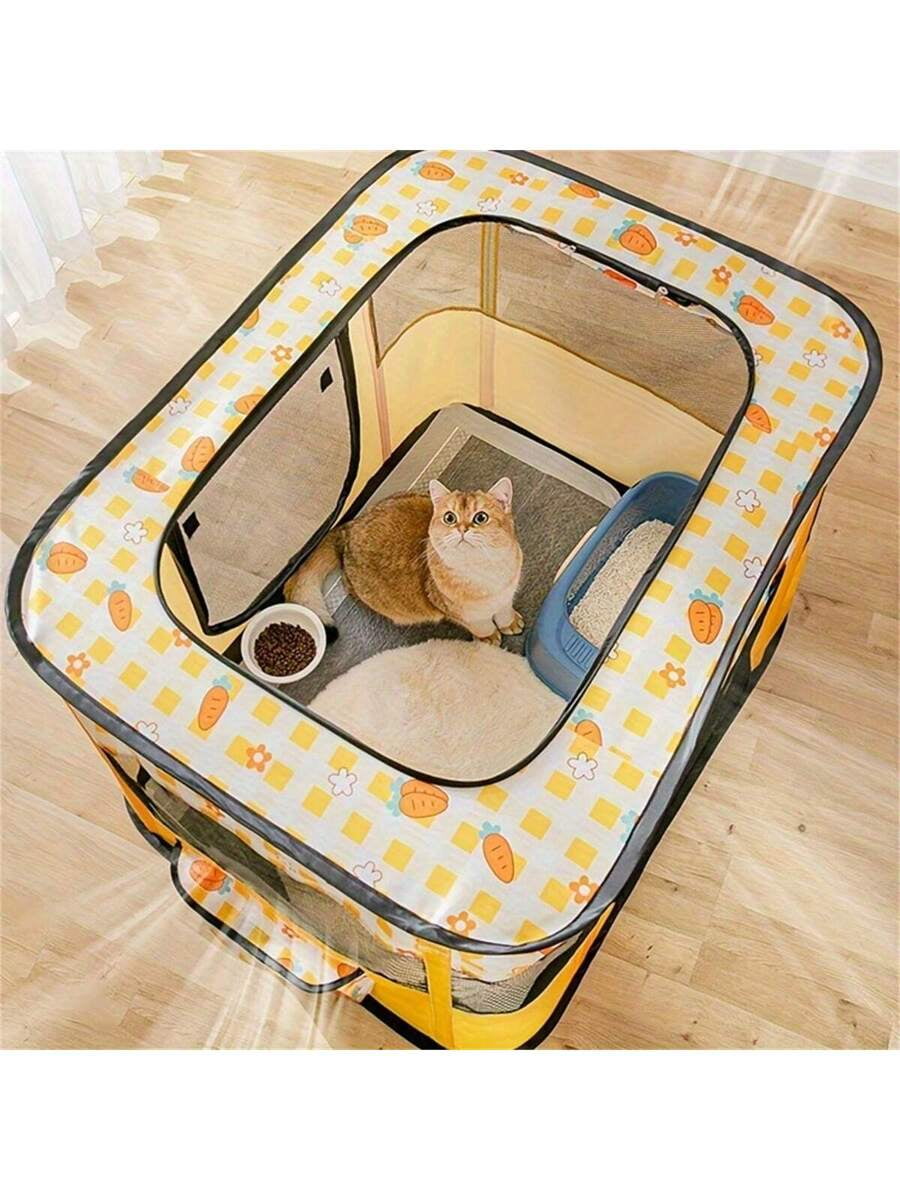 Foldable Pet Fence For Dogs Cats, Indoor Puppy Exercise Pen, Litter Box ...
