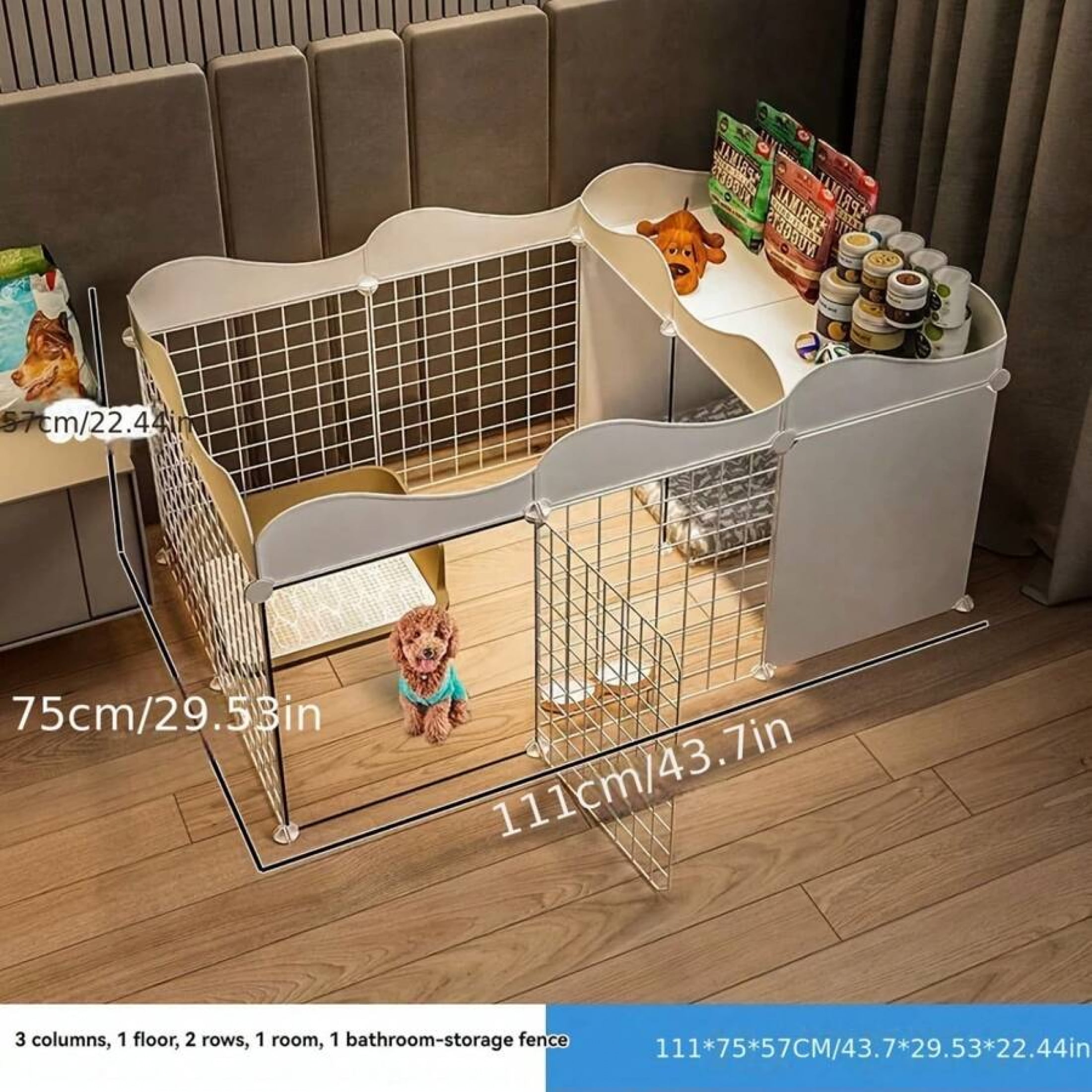 Foldable Pet Fence, Iron Grid, Multi - Zone Planning, Indoor Dog ...