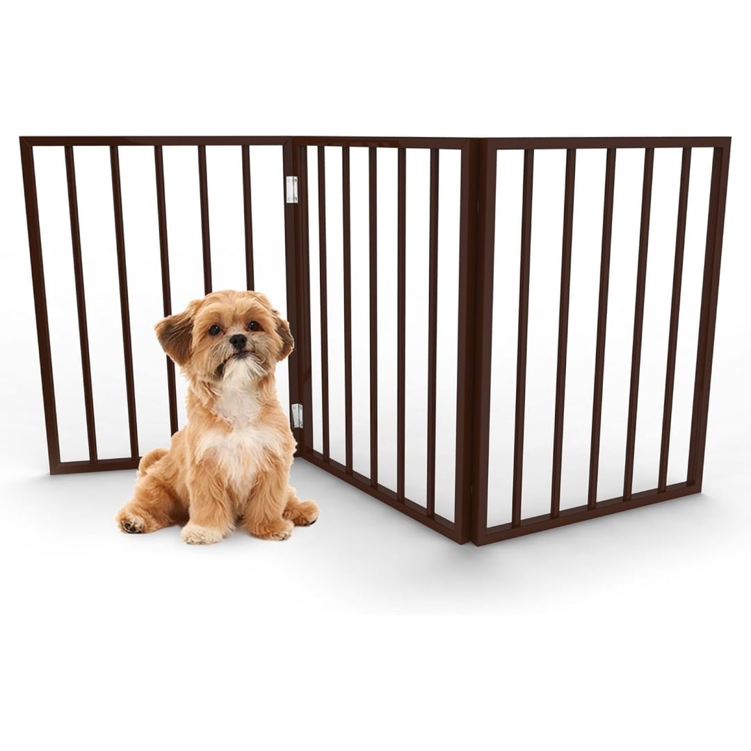 Foldable Pet Gate - 24-inch Lightweight & Quick Setup Premium Pine Wood ...