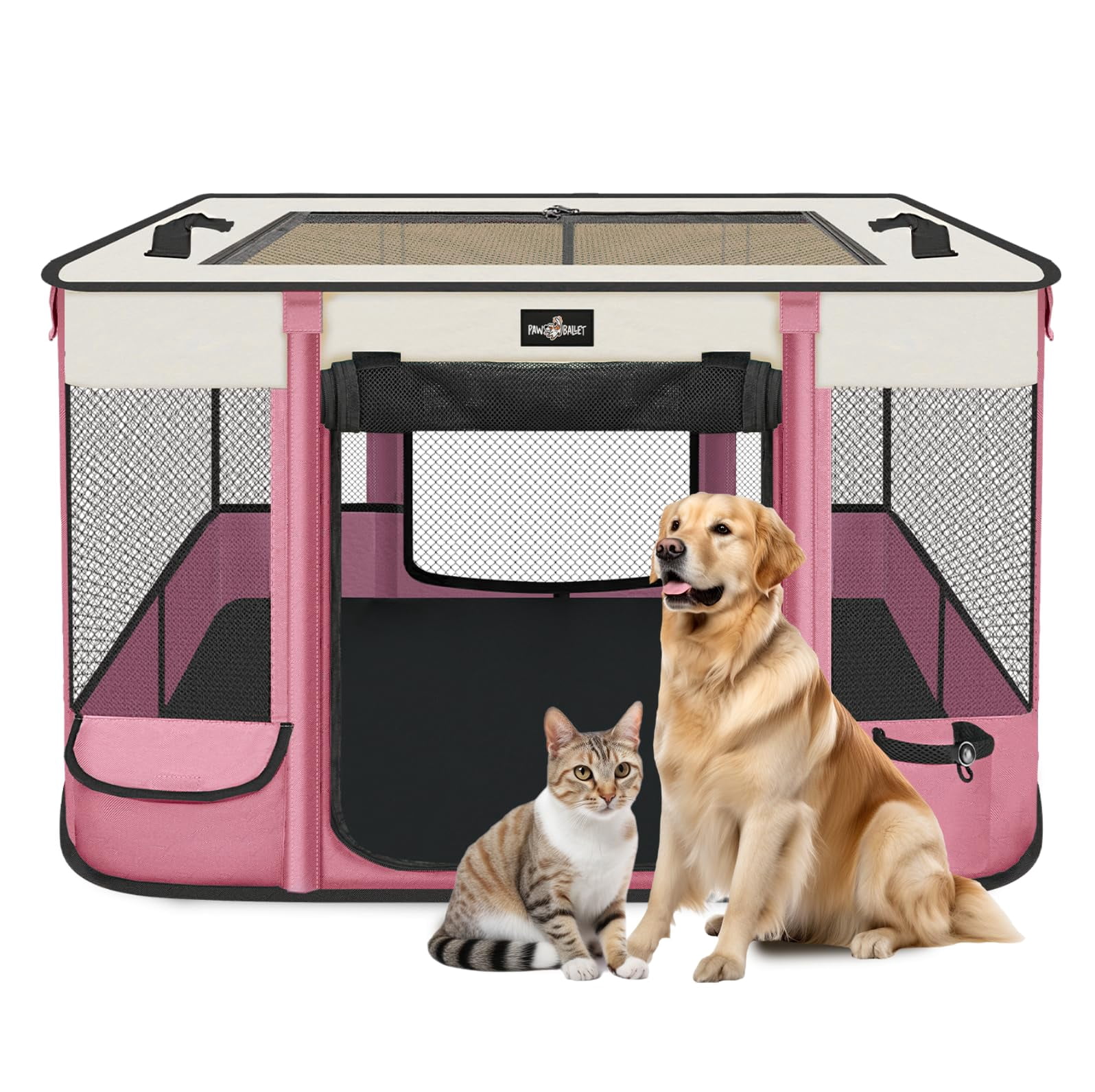 Foldable Pet Kitten Playpen, Upgrade Waterproof Portable Cat Dog ...