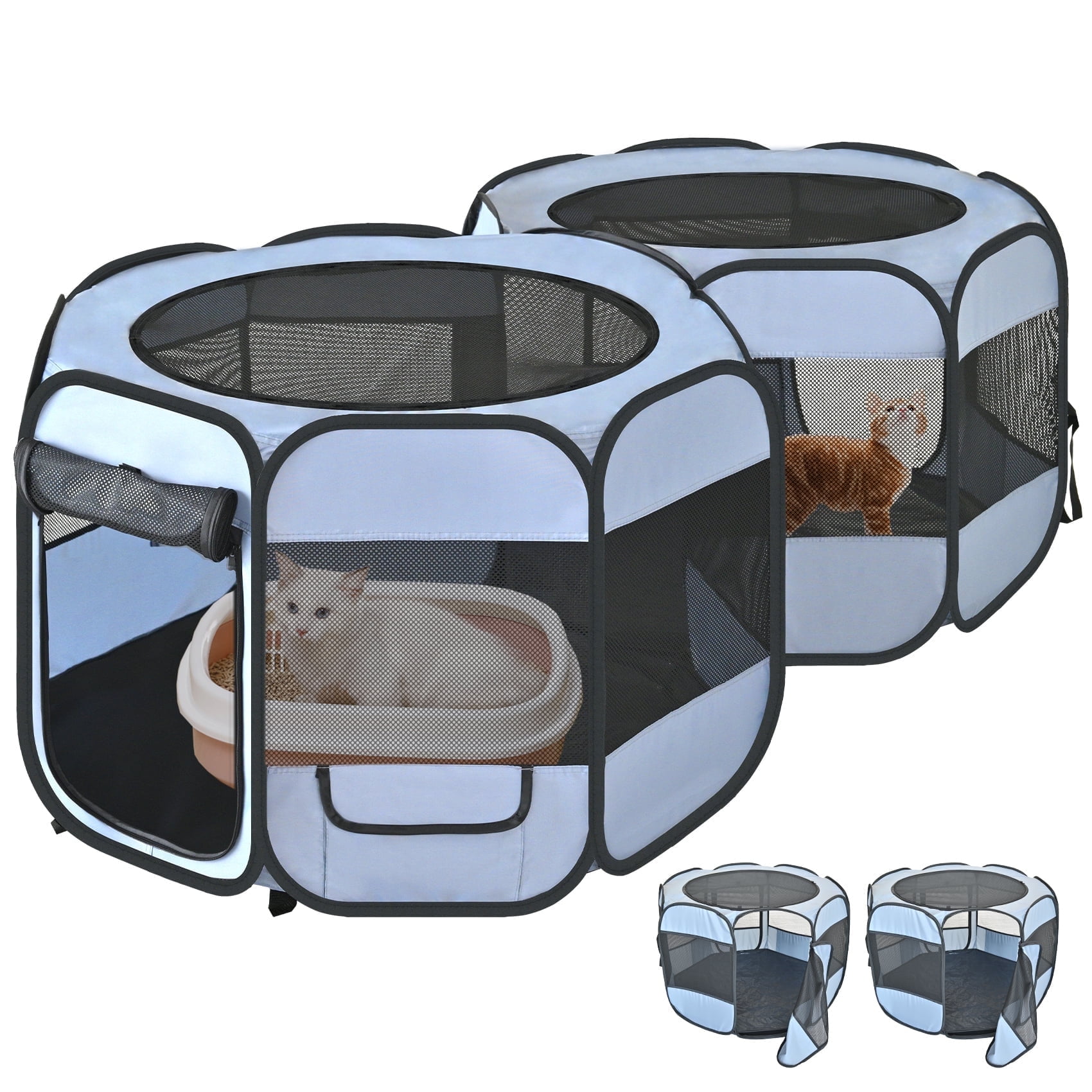 Foldable Pet Playpen,2 in 1 Alvantor Pop-Up Cat Enclosure 75" Large ...