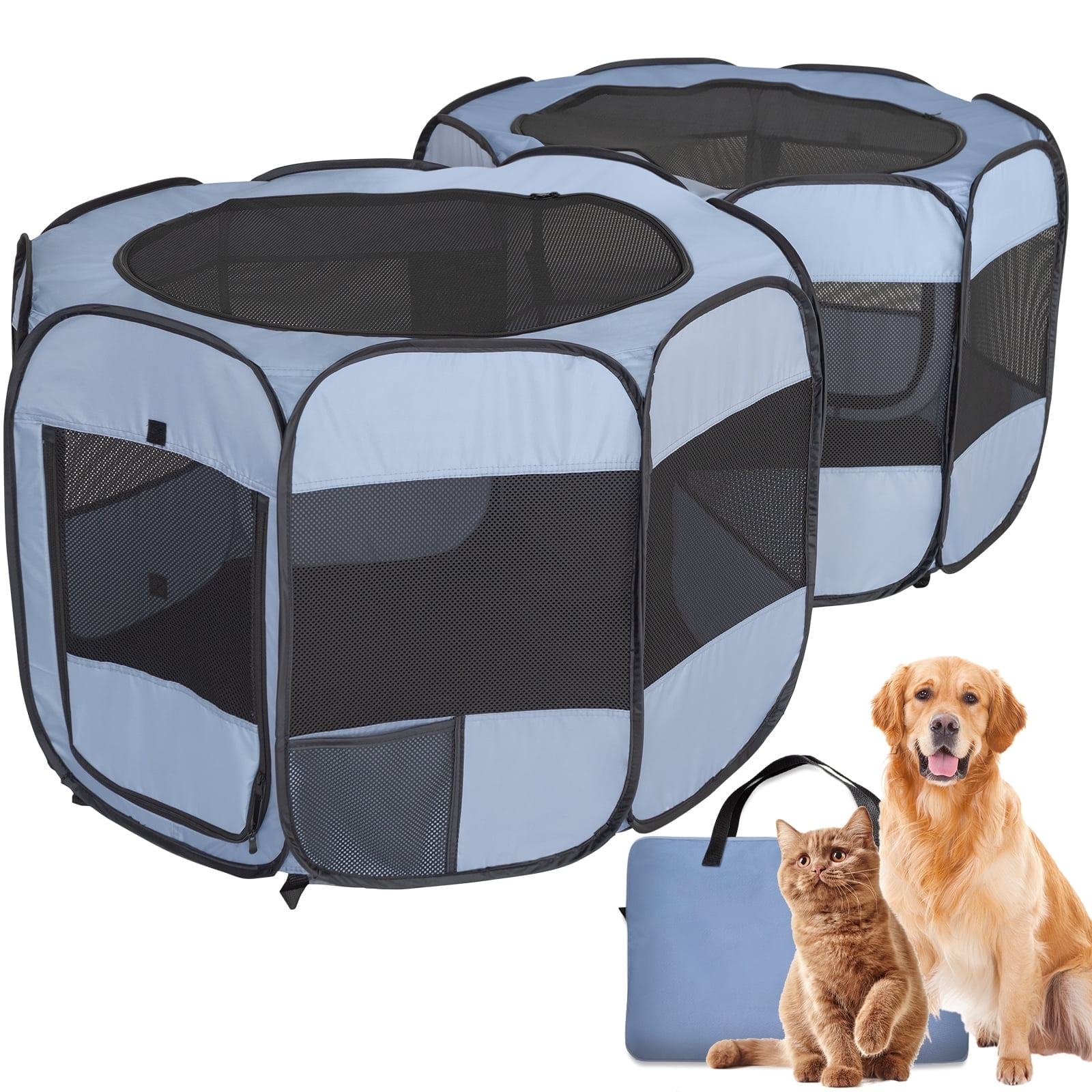 Foldable Pet Playpen,2 in 1 Alvantor Pop-Up Cat Enclosure 90" Large ...