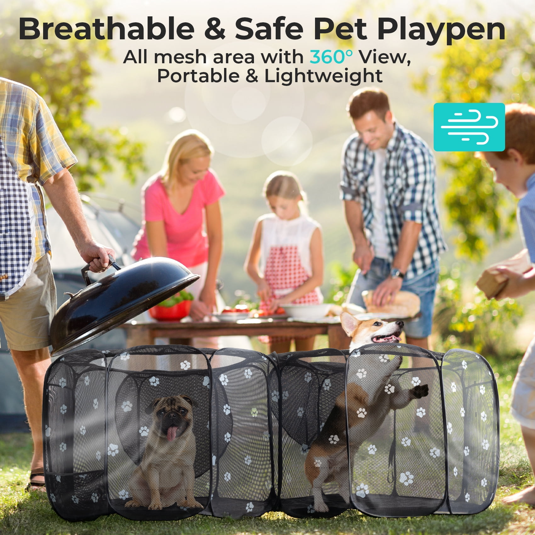 Foldable Pet Playpen,2 in 1 Eighteentek Pop-Up Cat Enclosure 55" Large ...