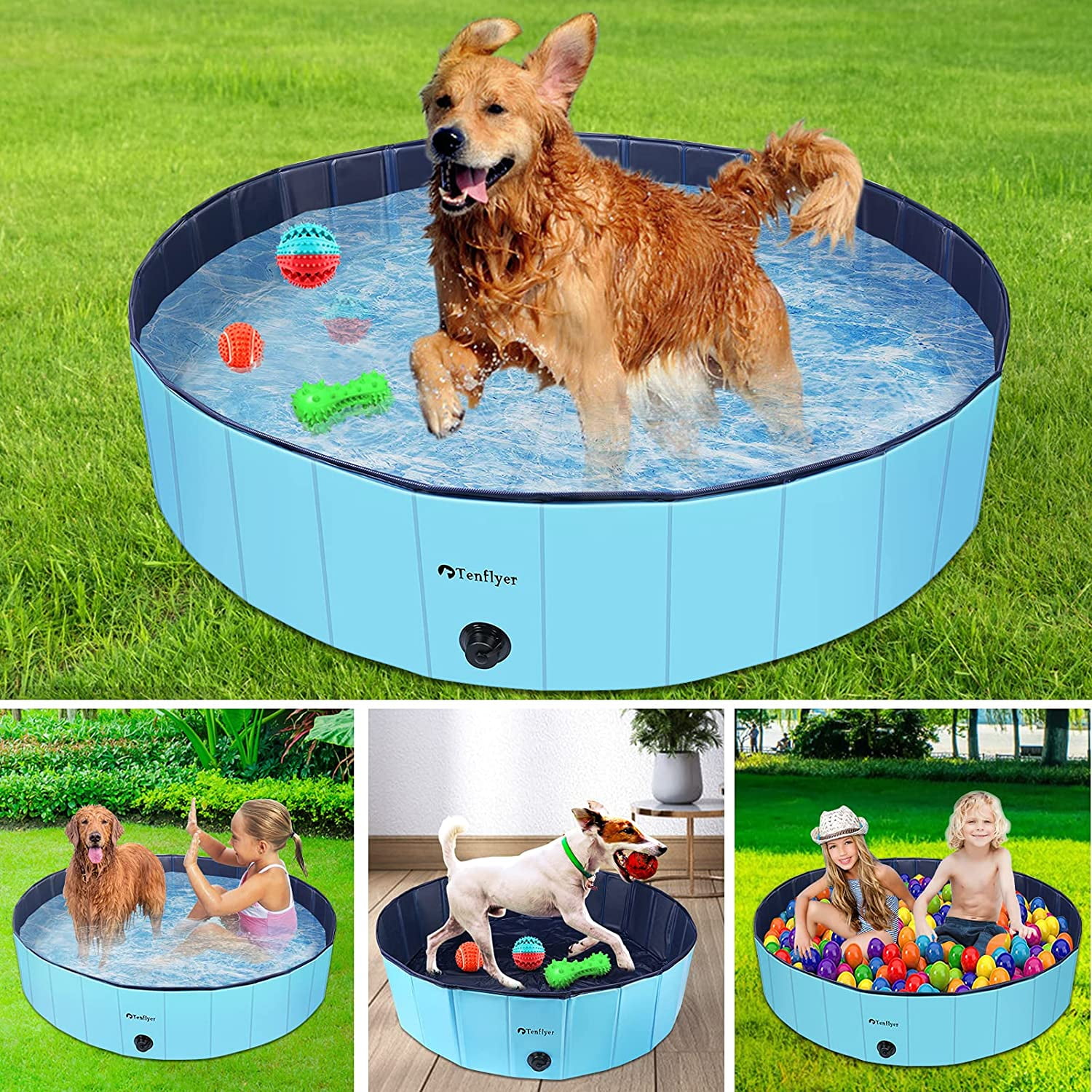 Foldable Pet Pool, Collapsible Swimming Pool for Dogs and Cats, 120cm ...