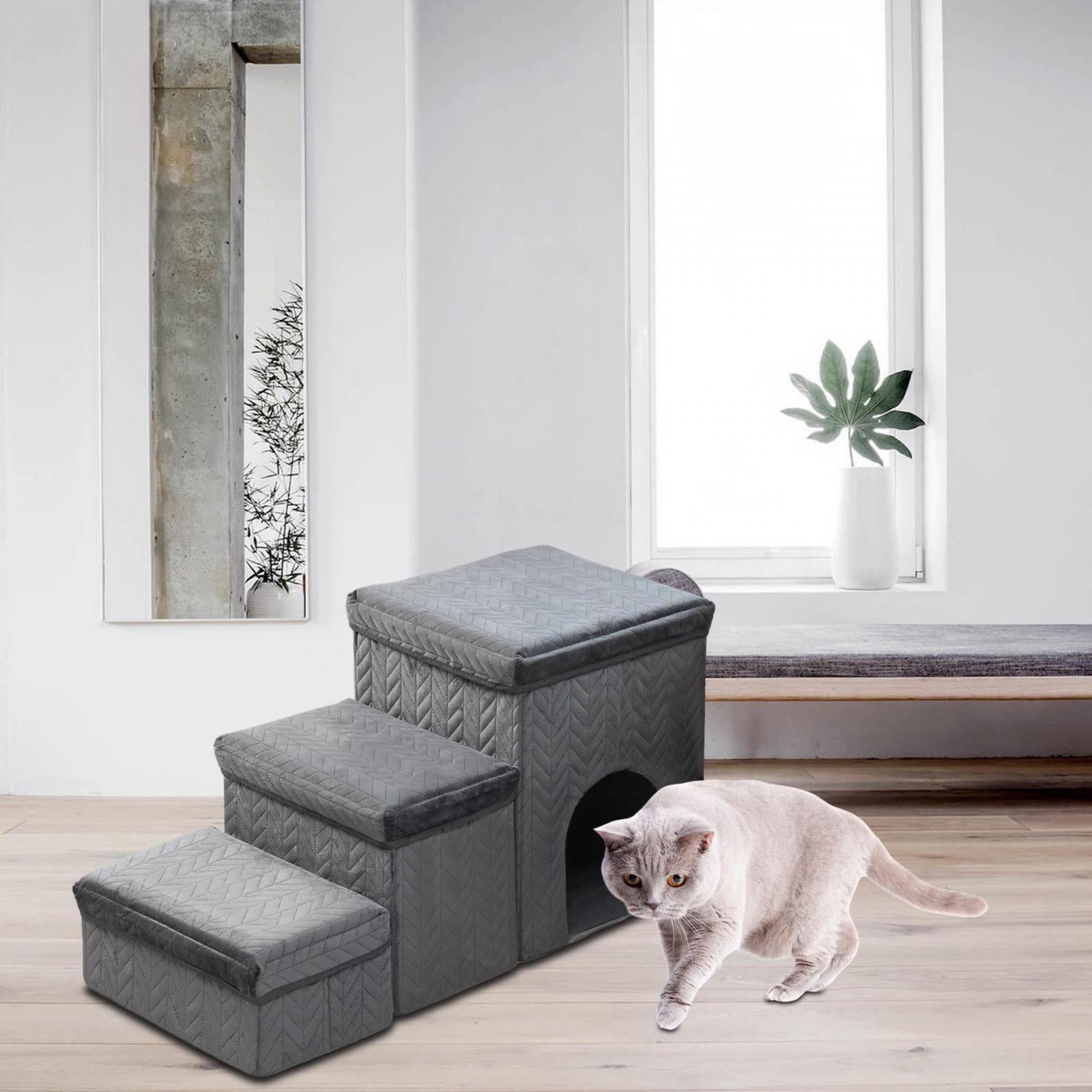Foldable Pet Stairs 3 Step Stairs Kitten Nest Stable Bed Wear Resistant ...