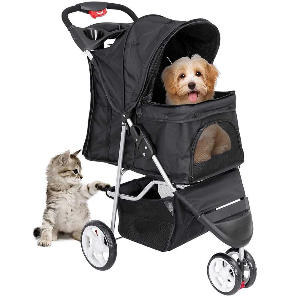 Foldable Pet Stroller, Cat/Dog Strolling Cart, Dog Travel Carrier with ...