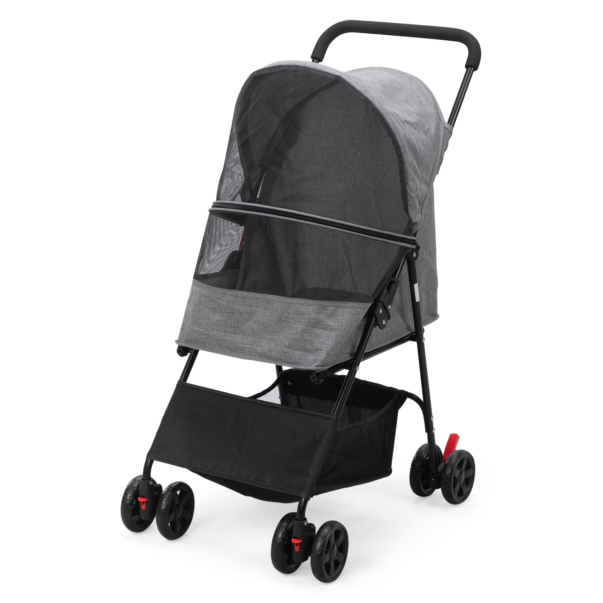 Foldable Pet Stroller, Small Dog Cat Stroller with Storage Basket for ...