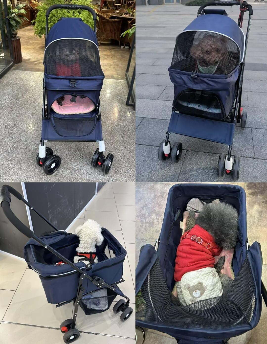 Foldable Pet Stroller with Detachable Cabin Bag, 4 Wheel Dog Cart for ...