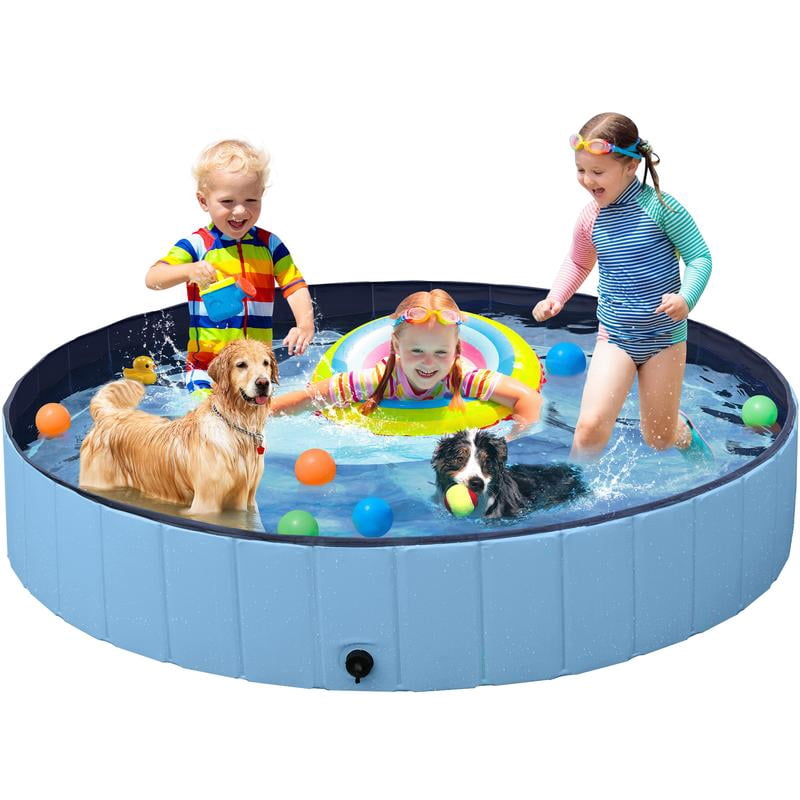 Foldable Pet Swimming Pool, Portable Dog Bath Tub Indoor and Outdoor ...