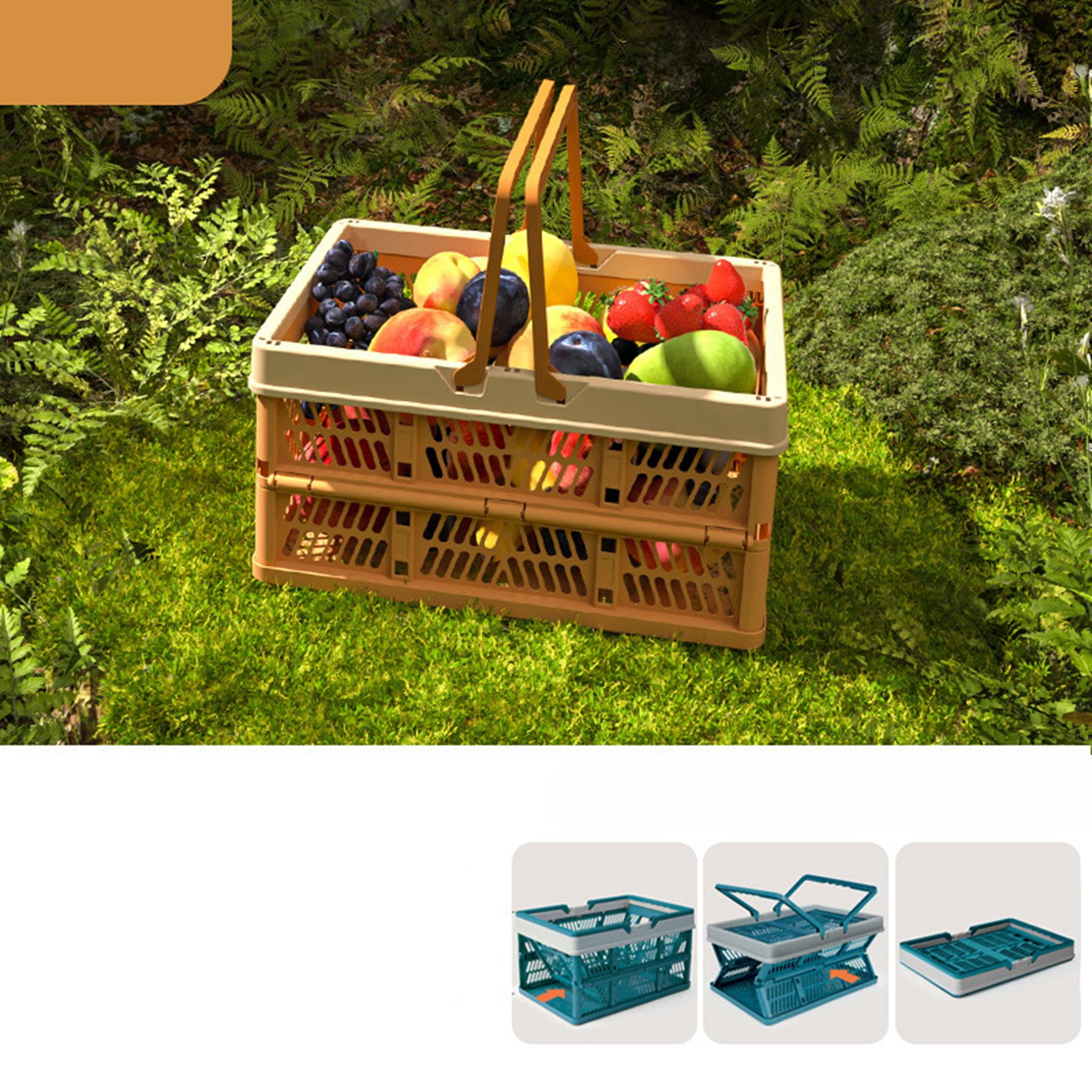 Foldable Picnic Basket, Medium, Japanese Style, Portable, Handle ...