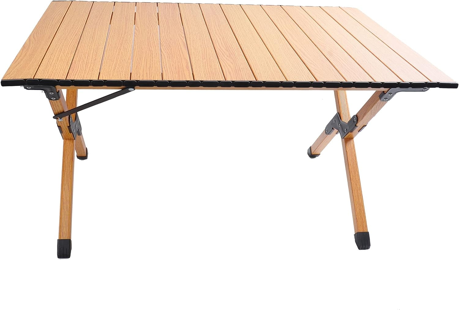 Foldable Picnic Table, Rollable Aluminum Alloy Table Top with Folding ...