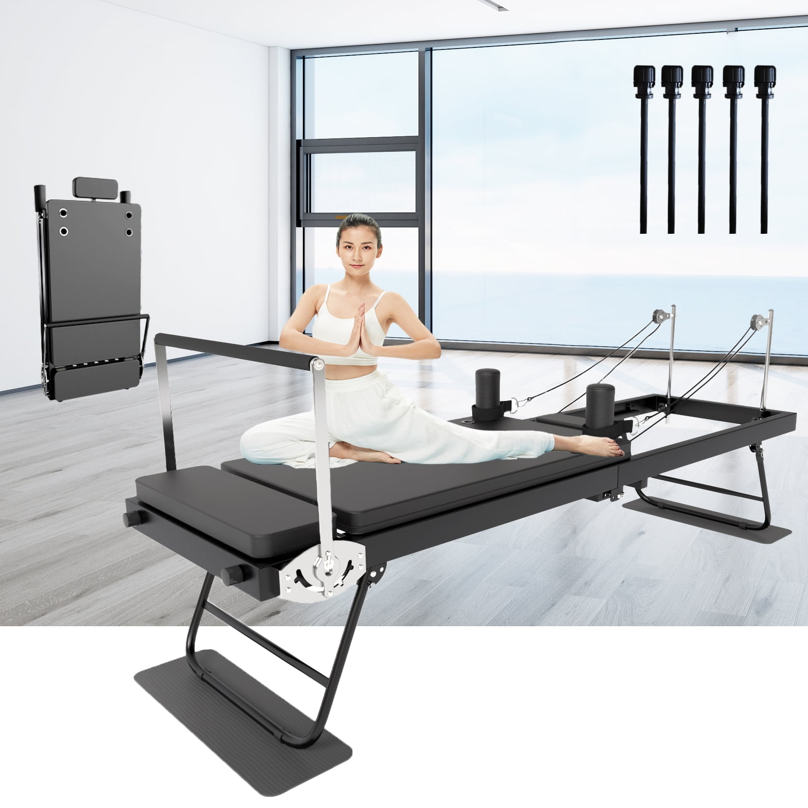 ZGGJZKV Foldable Pilates Reformer Machine, 264 lbs Cardio Fitness ...