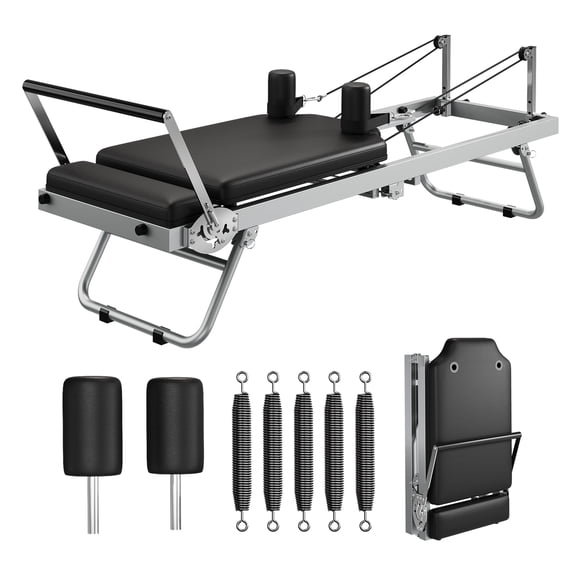 Foldable Pilates Reformer Machine for Home Gym, Adjustable with Springs ...