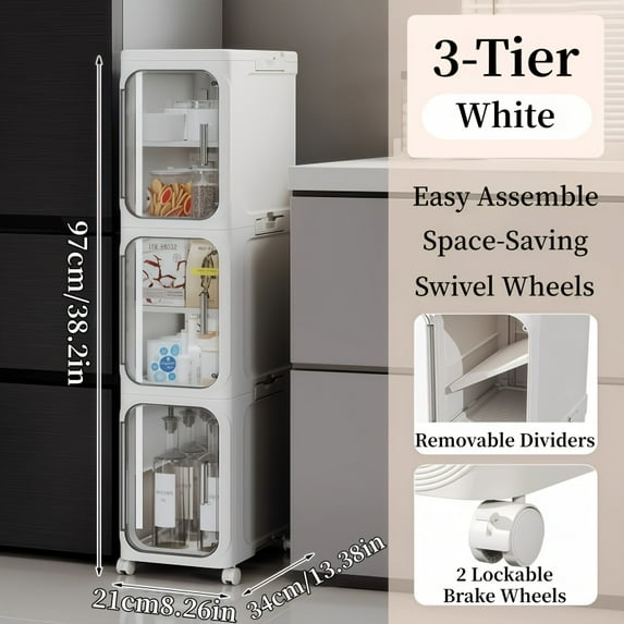 Foldable Plastic Kitchen Nook Cabinet with Adjustable Shelves, Multi ...