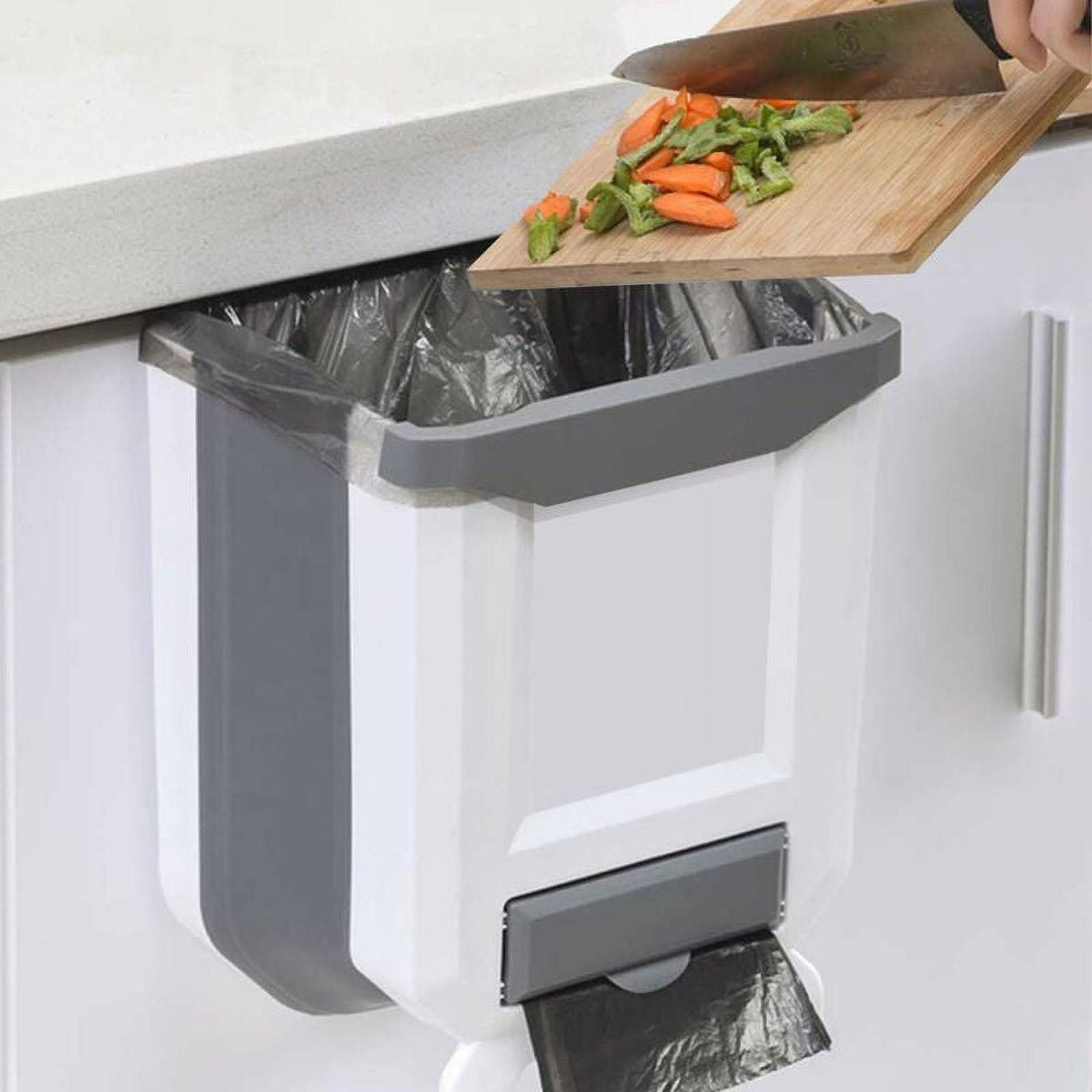 Foldable Plastic Kitchen Trash Can Wall Mounted for Cupboard Door ...