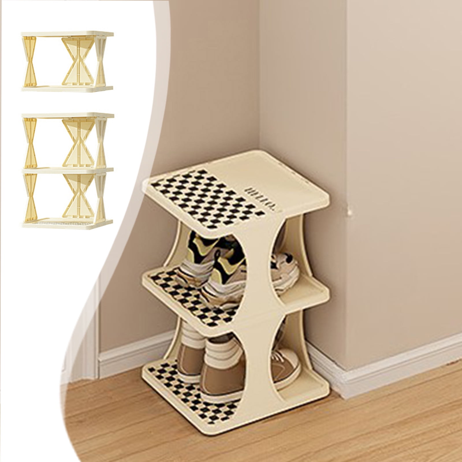 Foldable Plastic Shoe Rack Organizer, Yellow, 24.5x26.5x35cm, Easy 3 ...