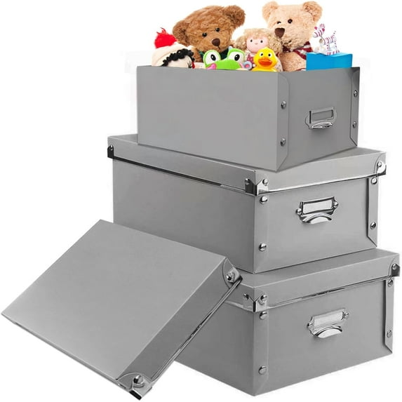 Foldable Plastic Storage Boxes with Lids - Decorative Organizer for ...