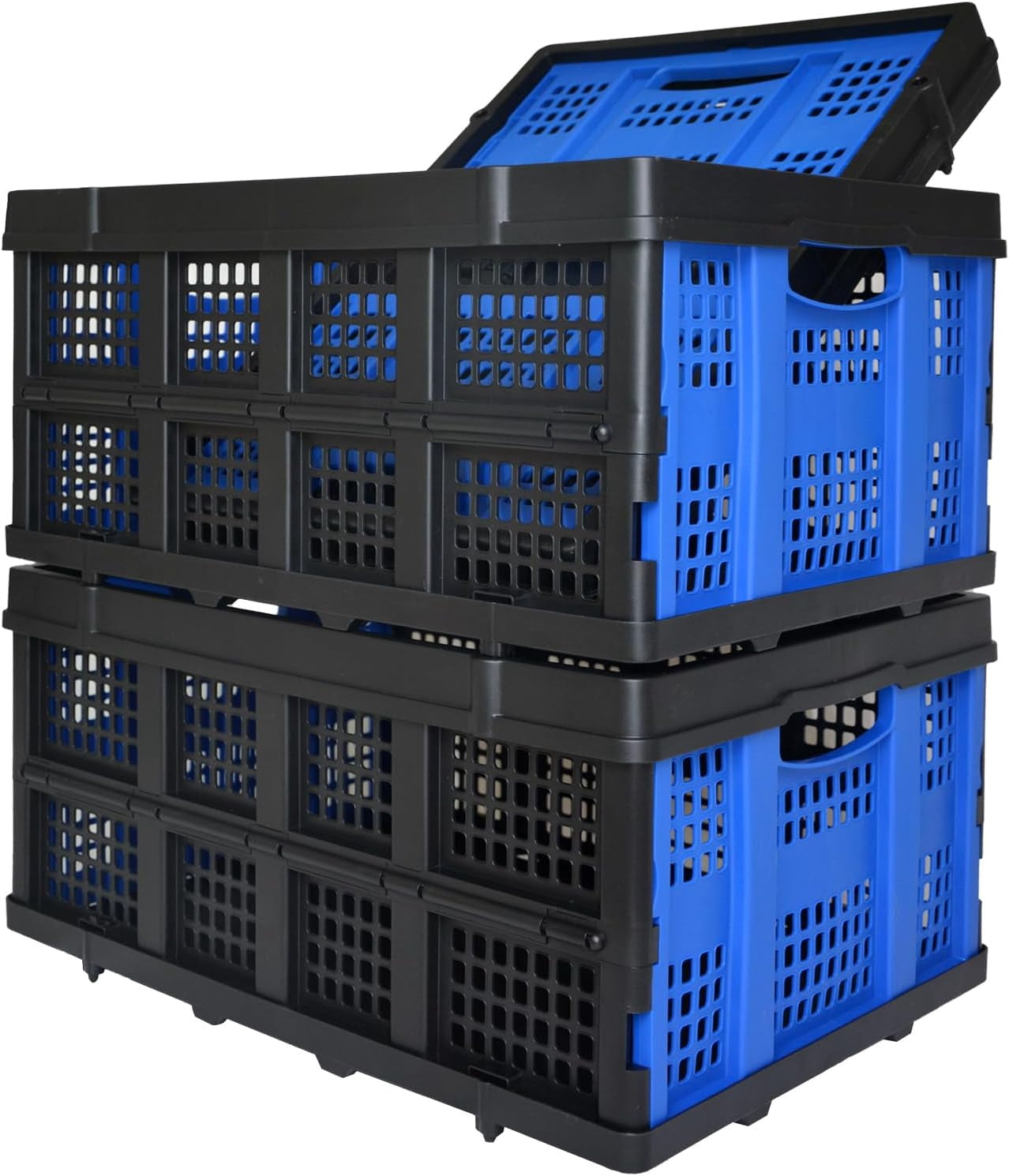 Foldable Plastic Storage Crates – Stackable & Collapsible Baskets, 1.73 ...