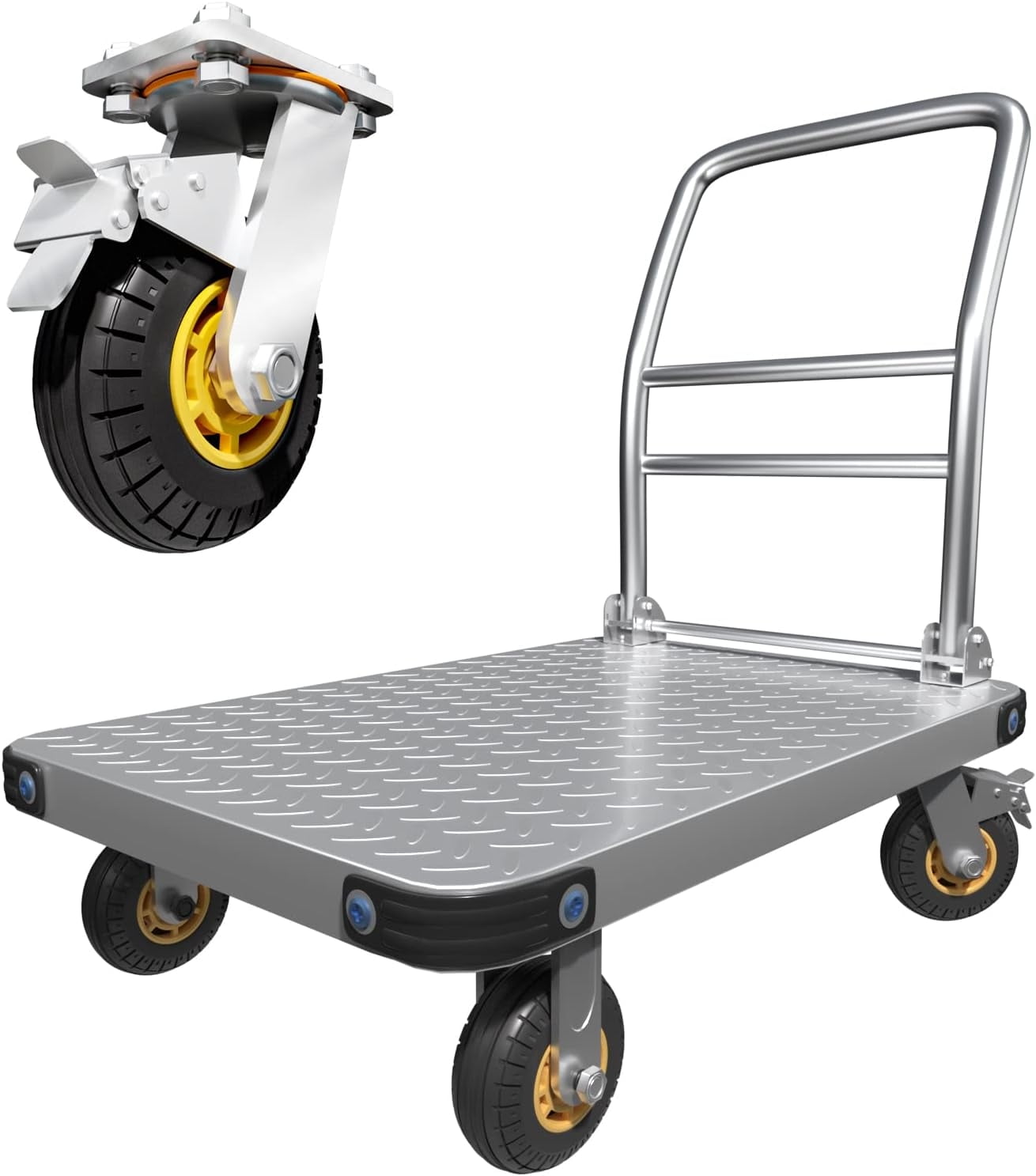 Foldable Platform Truck Steel Flat Push Dolly with Wheels 36" x 24 ...
