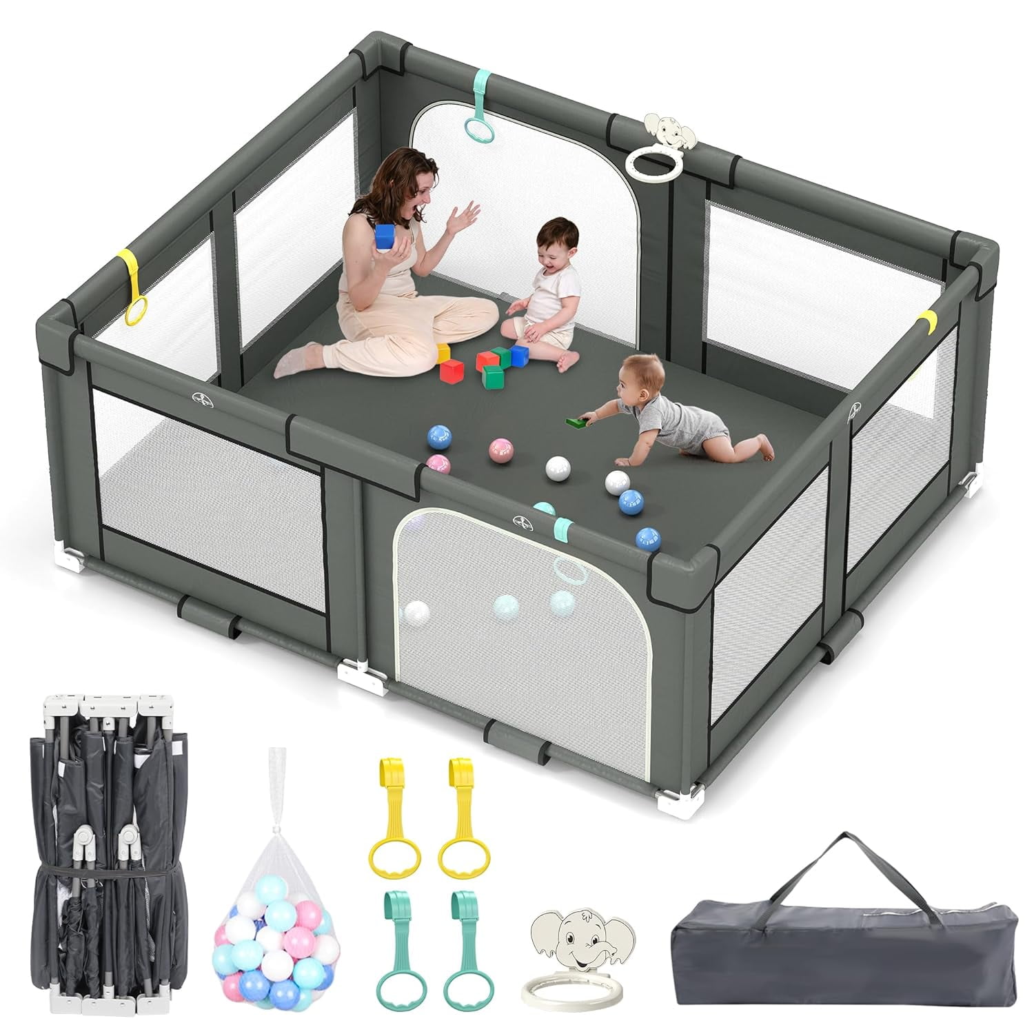 Foldable Playpen for Babies and Toddlers, 72" x 59" Extra Large ...