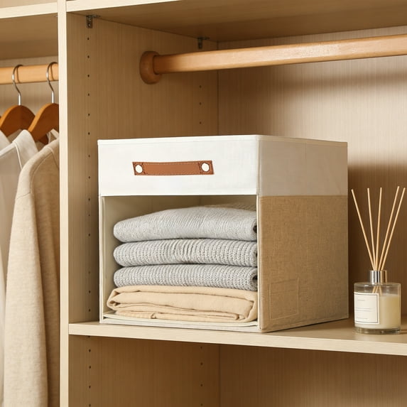 Foldable Polyester Fabric Storage Box with Reinforced Handles ...