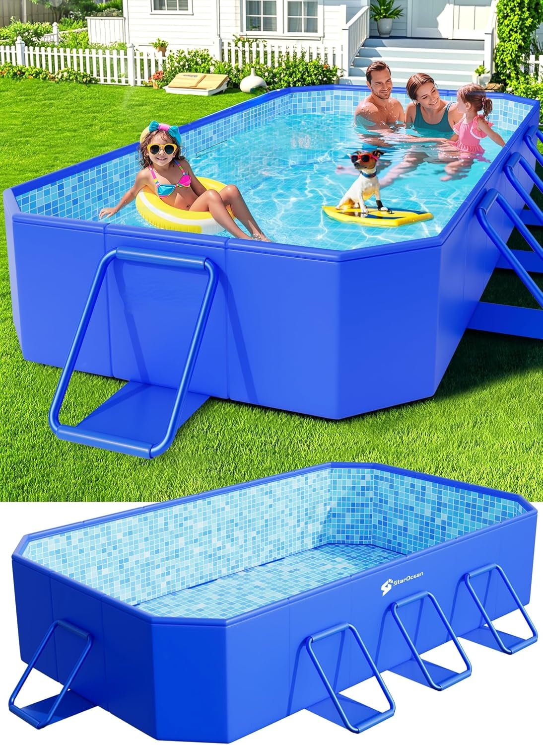 Foldable Pool, Large Non-Inflatable Swimming Pool for Kids,Adult ...