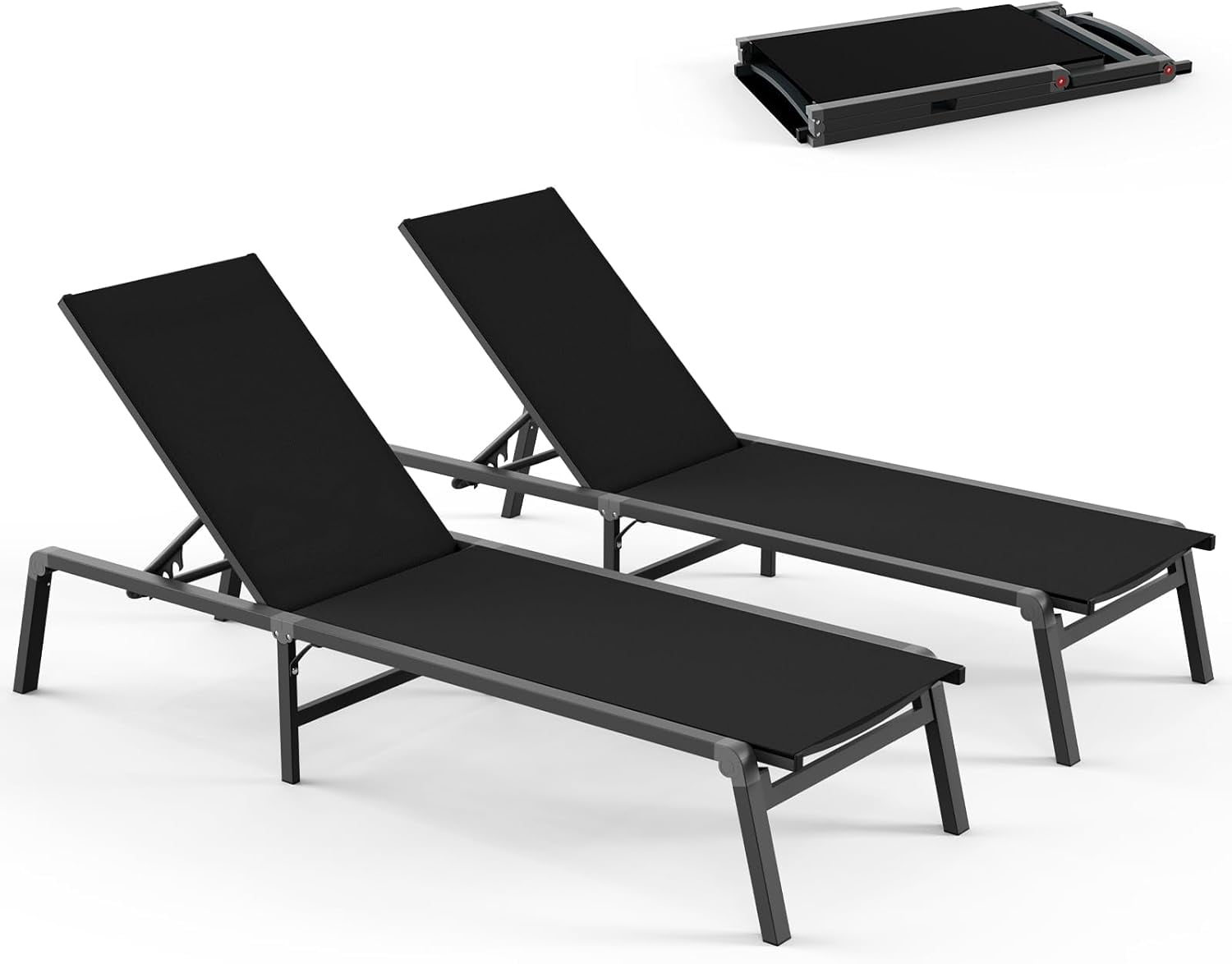 Foldable Pool Lounge Chairs Aluminum Chaise Lounge Outdoor with ...