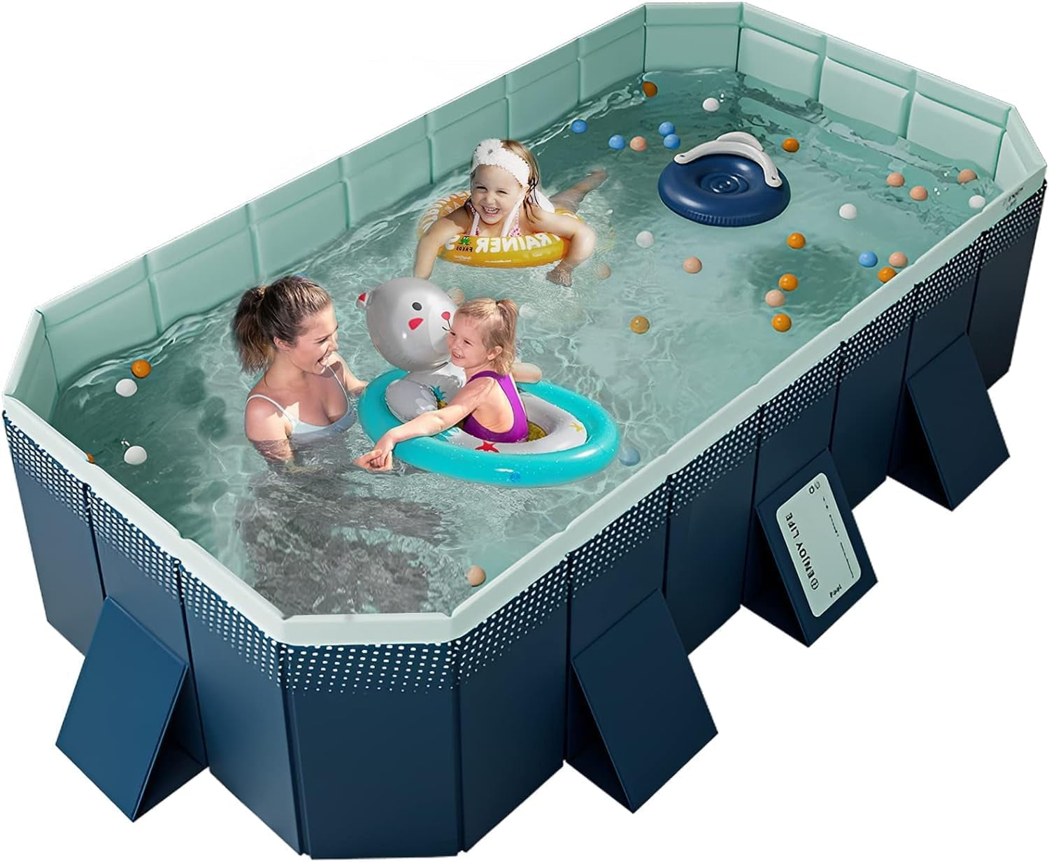 Foldable Pool, Non-Inflatable Kids' and Adults' Outdoor Swimming Pool ...