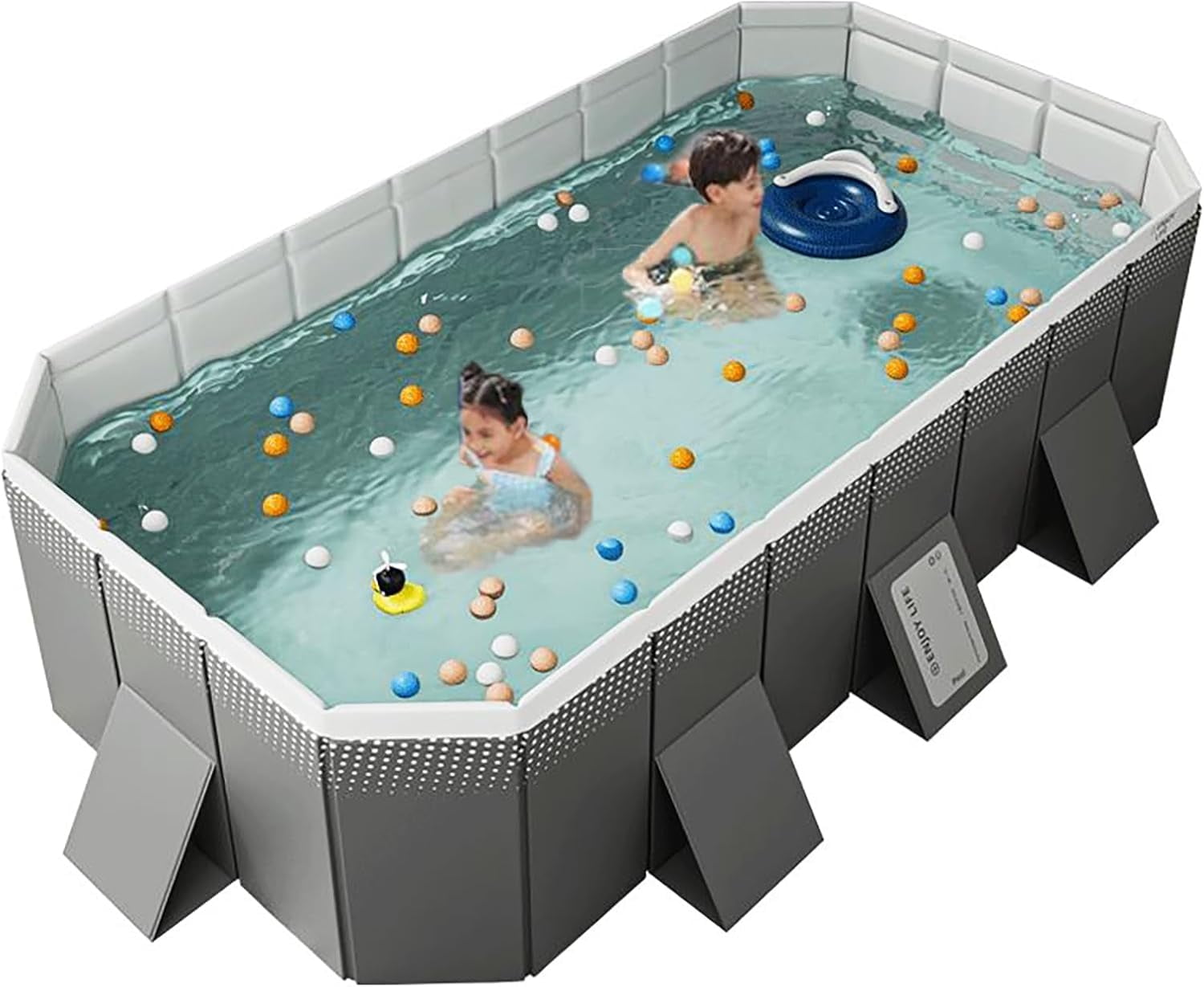 Foldable Pool Non-Inflatable Swimming Pool for Family Adults Hard ...