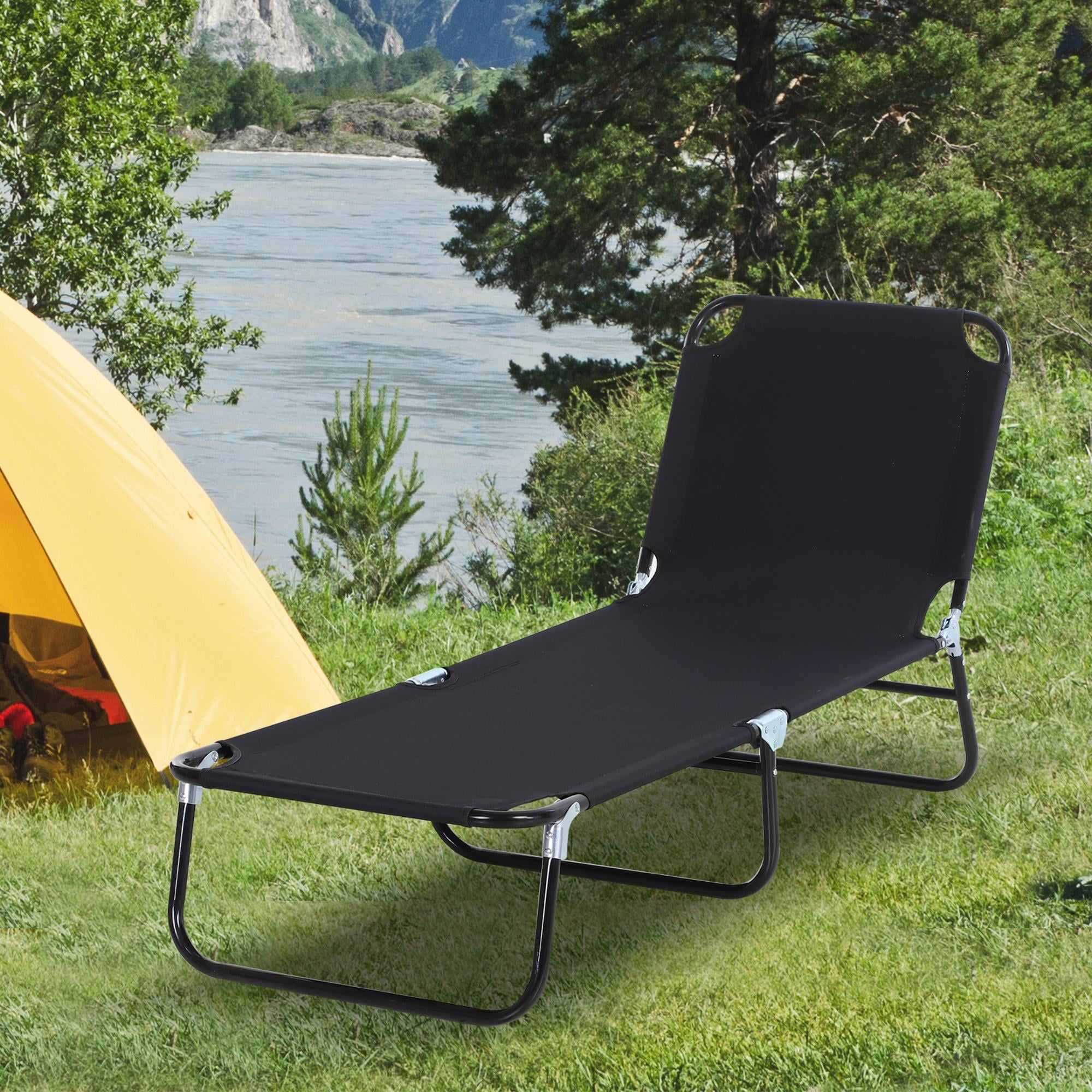 Foldable Pool Sun Lounger with 5-Position Reclining Back, Quick-Dry ...