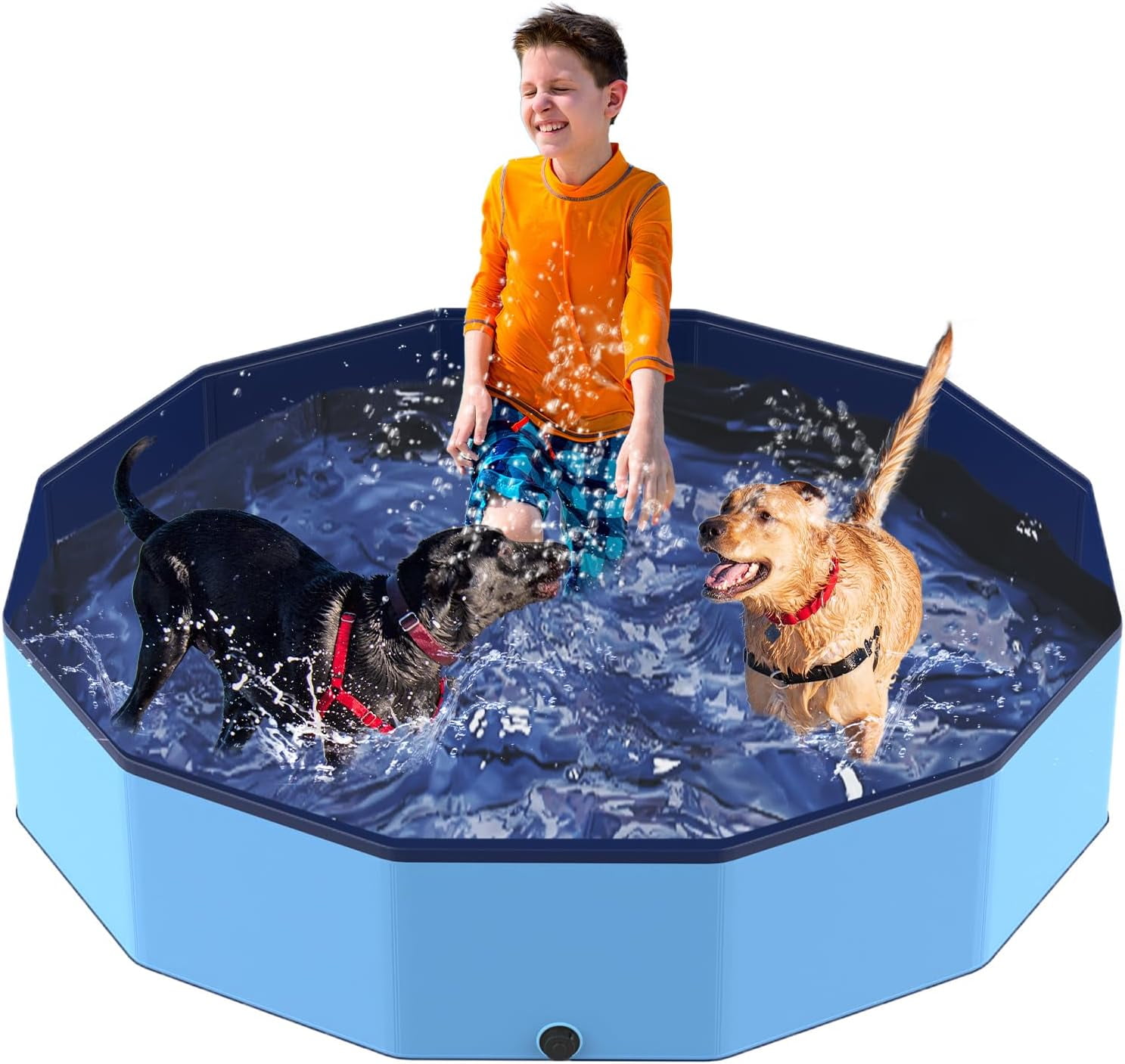 Foldable Pool for Dog 57" Washing Portable Plastic Tub for Large Dog ...