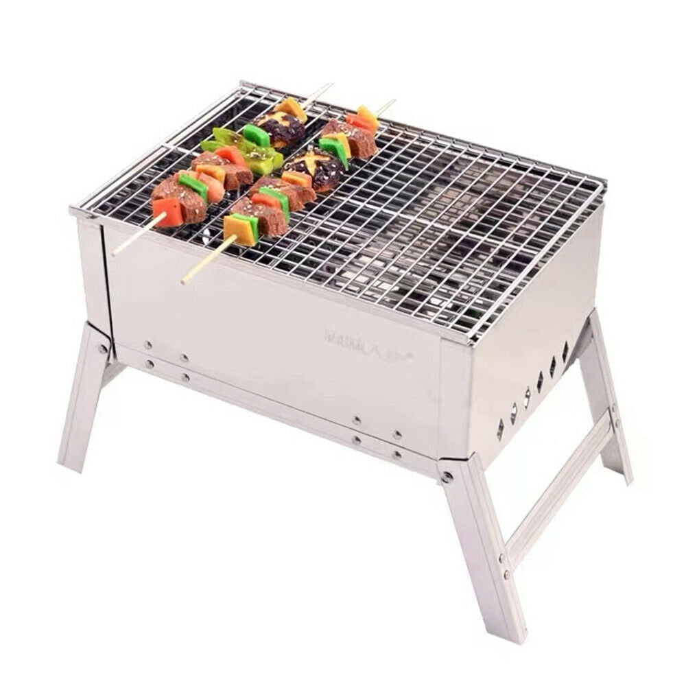 Foldable Portable BBQ Grill Outdoor Charcoal Stove - Stainless Steel ...