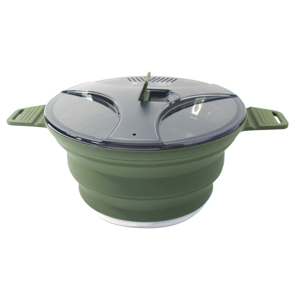 Foldable Portable Camping Cooker Pot Silicone Outdoor Kettle Pot (Army ...
