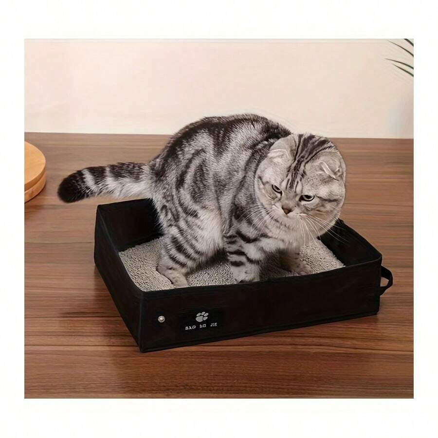Foldable Portable Cat Litter Box with Shovel – Leak-Proof Travel Litter ...