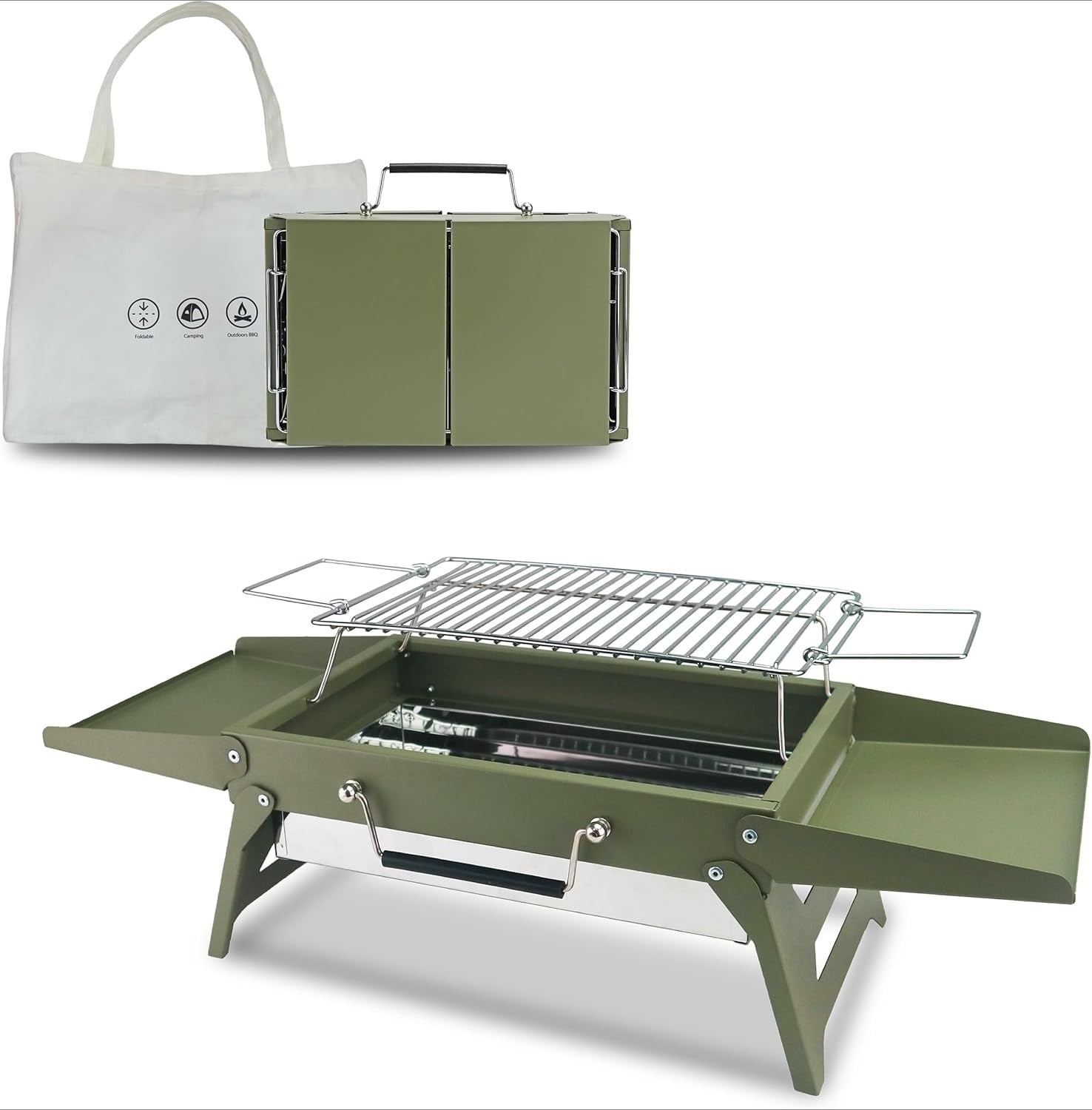 Foldable Portable Charcoal Grill, Compact Portable Grill for Outdoor, Charcoal Grills for ...