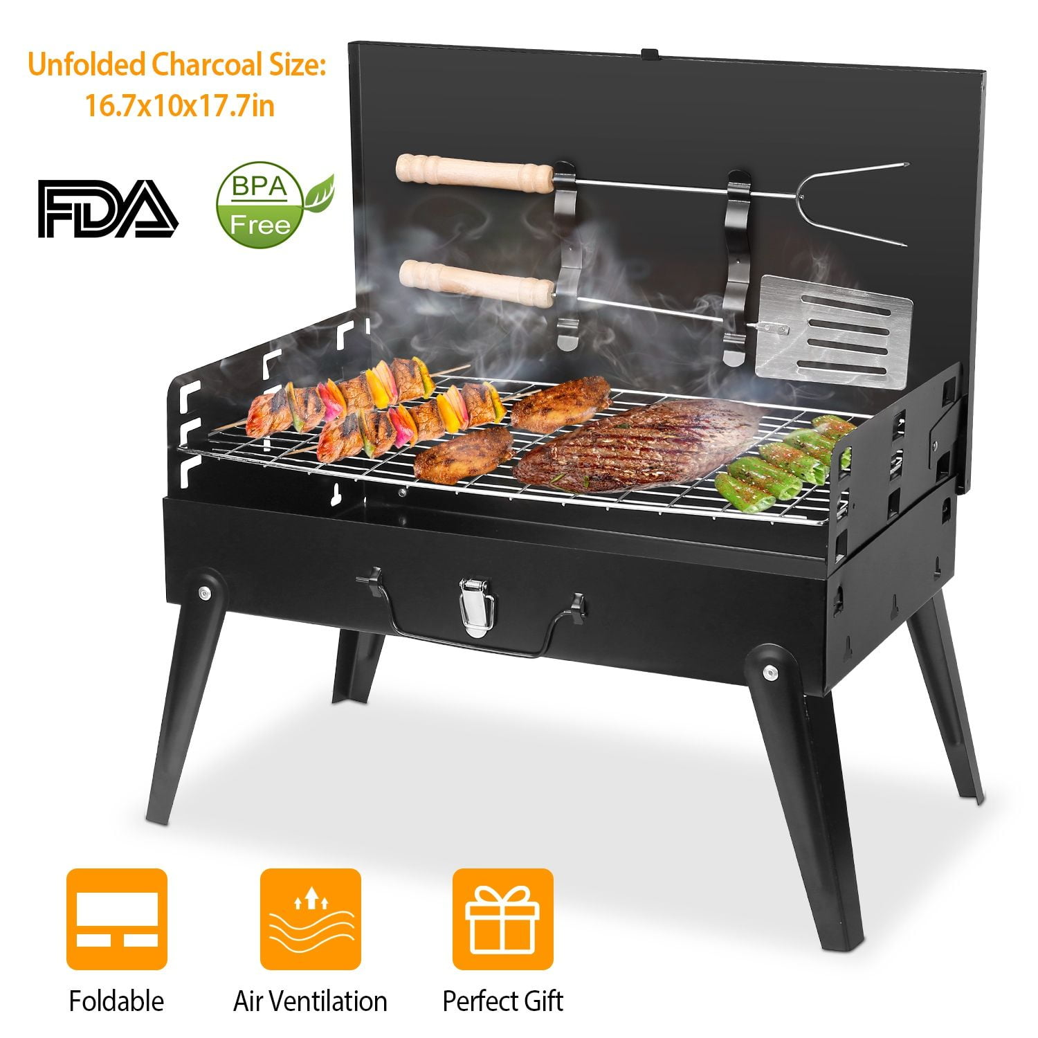 Foldable Portable Charcoal Grill Suitcase for Camping, Picnics ...