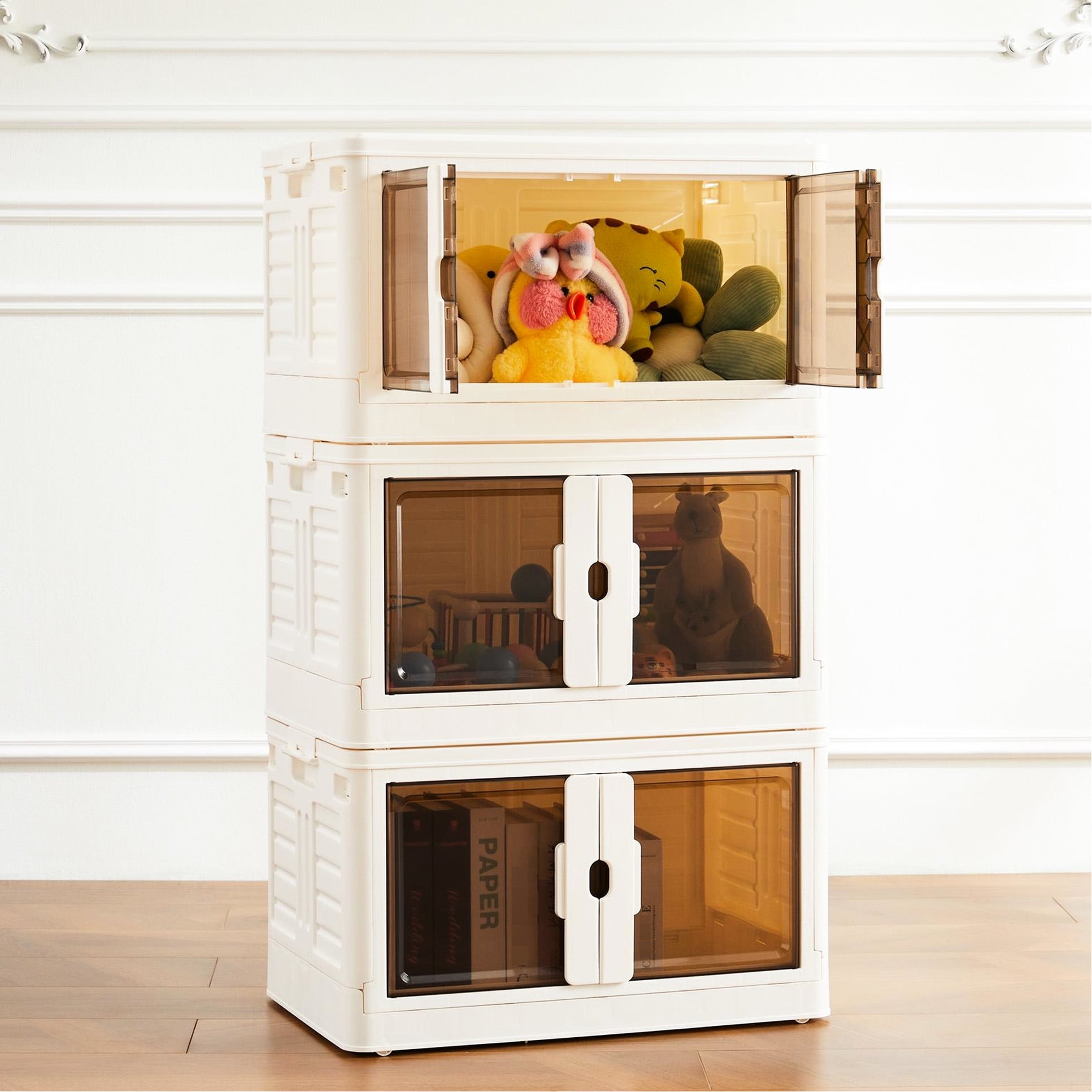 Foldable Portable Plastic Storage Bins With Lids, Wheels & Doors ...