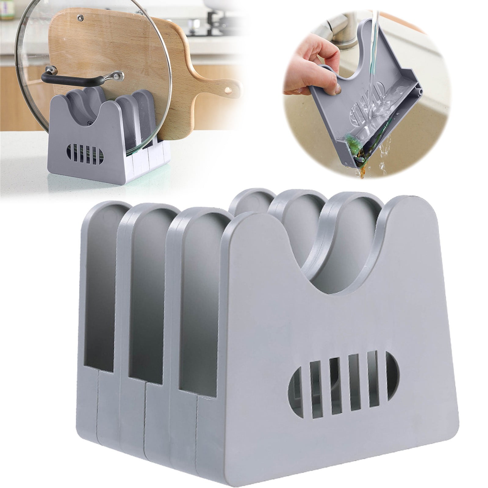 Foldable Pot Lid Organizer - Kitchen Cabinet Pan Rack, Multi-Scene ...