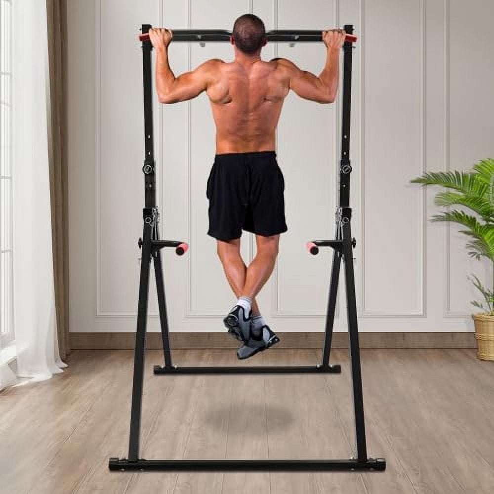 Foldable Power Tower Pull Up Bar and Dip Station Height Adjustable Pull ...