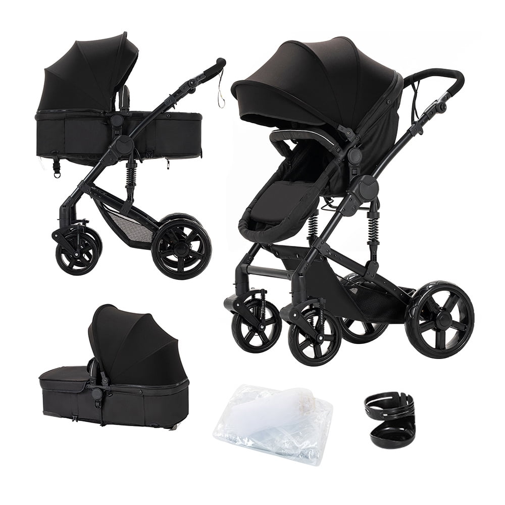 Foldable Pram Carriage with Adjustable Canopy Variable Seat and ...
