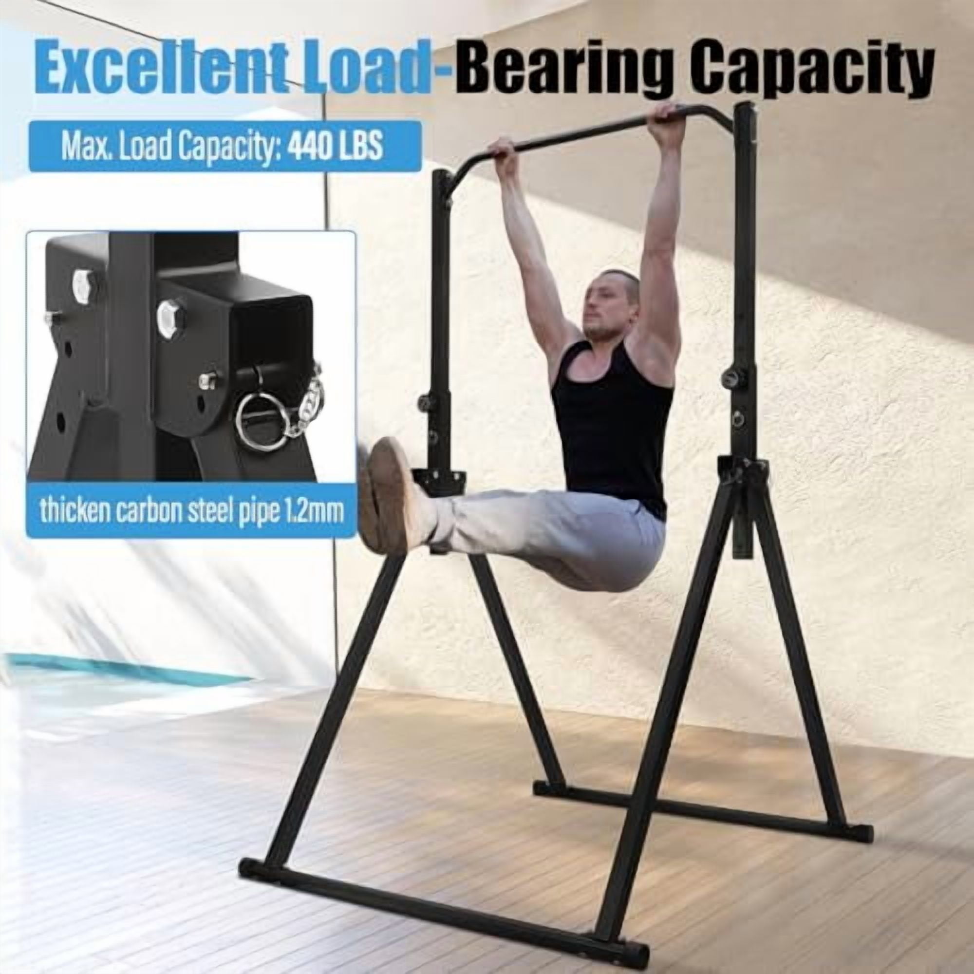 Foldable Pull Up Bar, Power Tower Workout Dip Station Height Adjustable ...