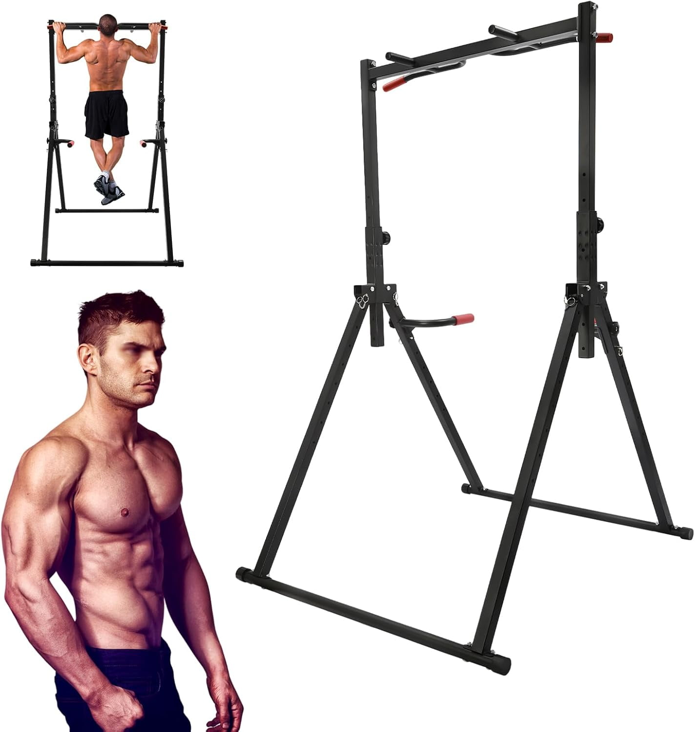 Foldable Pull Up Bar, Triangular Pull Up Station with Thickened Pipe ...