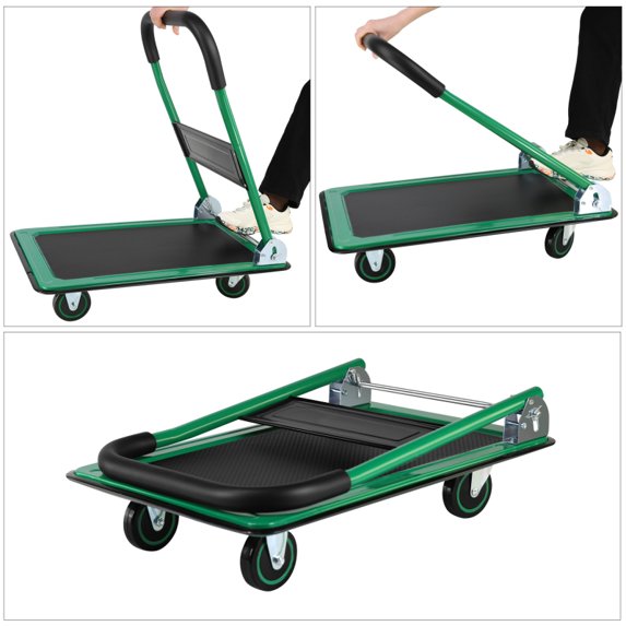 Foldable Push Cart Dolly - 330 lbs Capacity Hand Truck with 360° Swivel ...