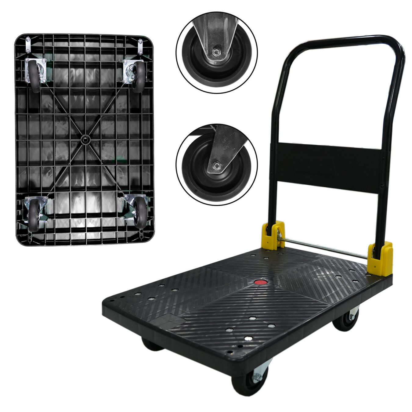 Foldable Push Cart, Dolly Cart with 880 lbs Weight Capacity and 360 ...