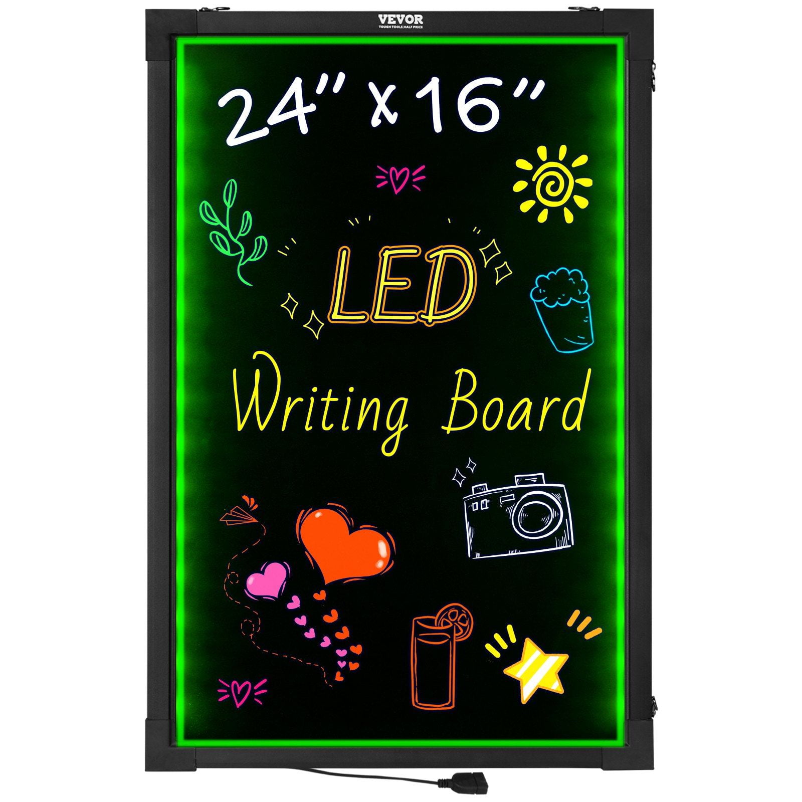 LED Message Writing Board, 24"x16" Illuminated Erasable Lighted ...