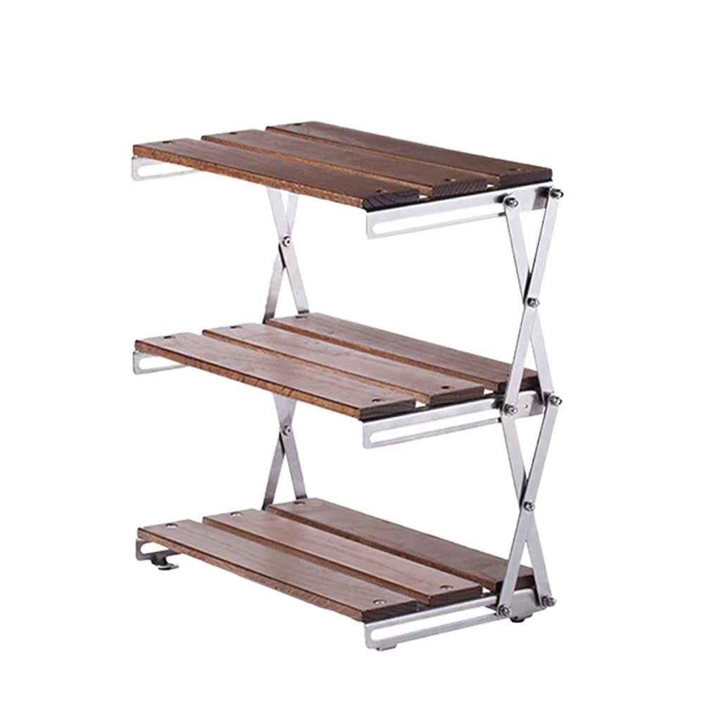 Foldable Rack with 3 Layer, Stable Camping Shelving Organizers Camping ...